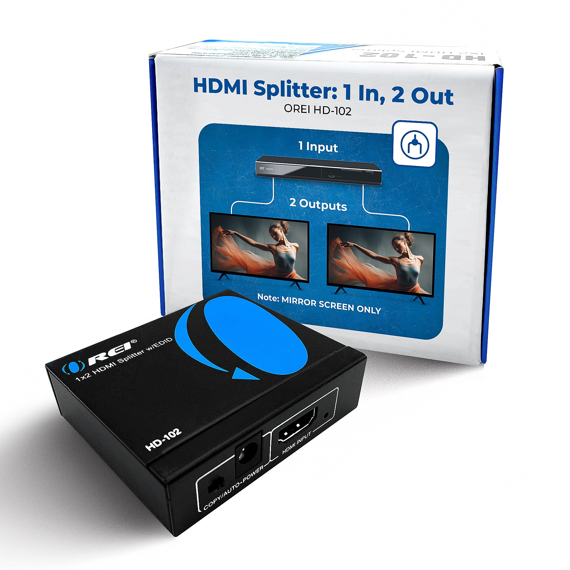 Mua OREI HDMI Splitter 1 in 2 Out - 1x2 HDMI Splitter For TV Mirror Only - Not for Multi ...
