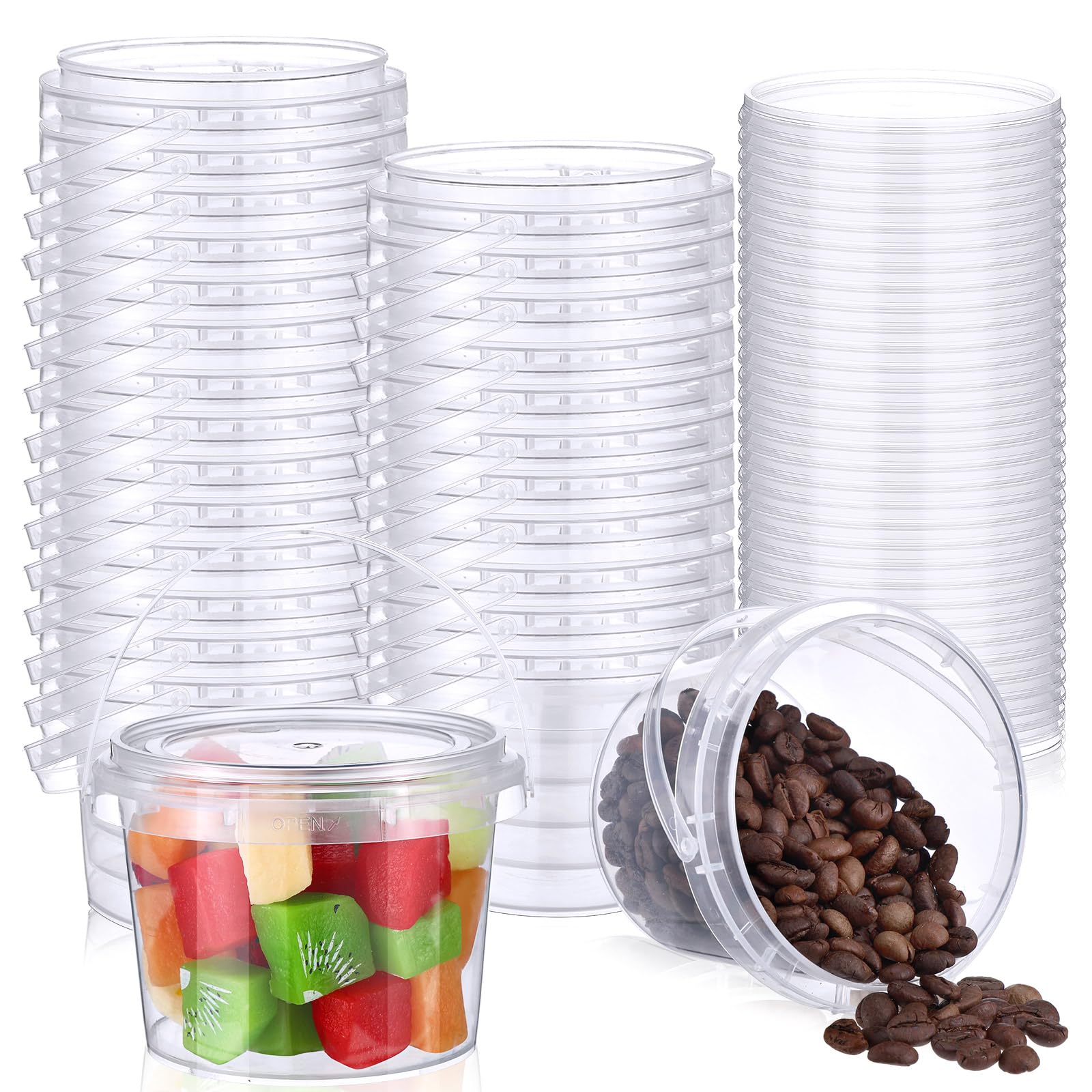 Mifoci 50 Pcs Food Clear Bucket Plastic Gallon Bucket Round Reusable ...