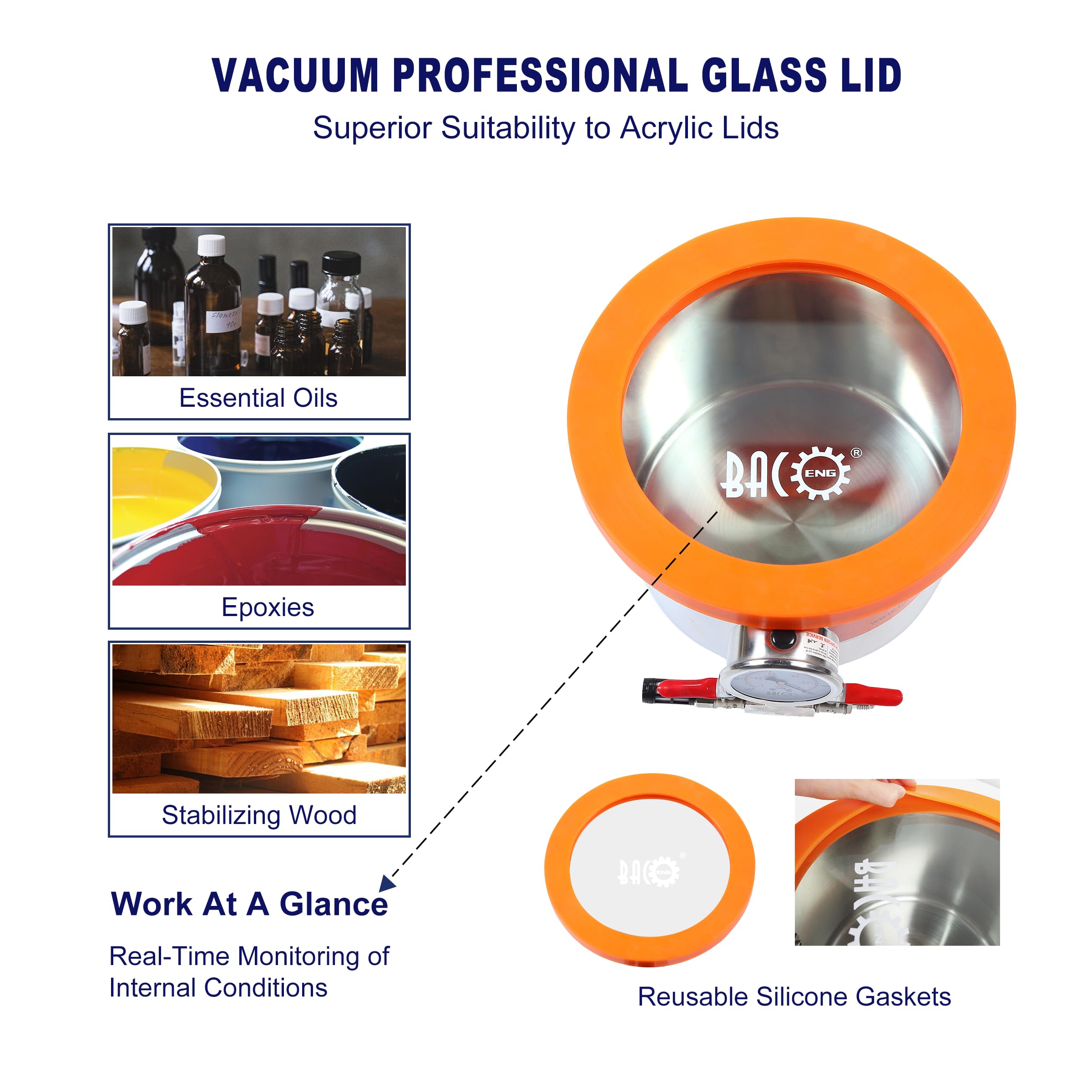 Mua 1.5 Gallon 3.6 CFM Tempered Glass Lid Vacuum Chamber with Pump ...