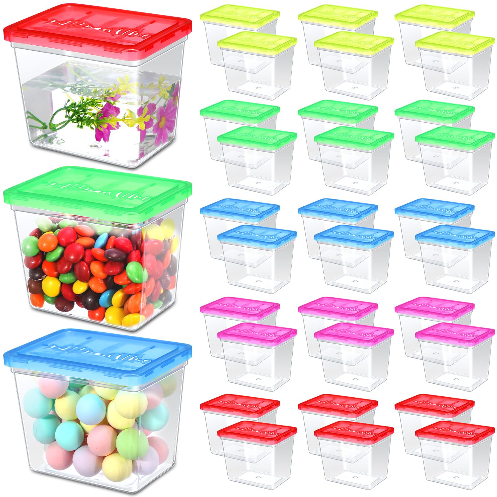 Domensi 30 Pack 12oz Plastic Fish Bowls with Lids Plastic Carnival Game ...
