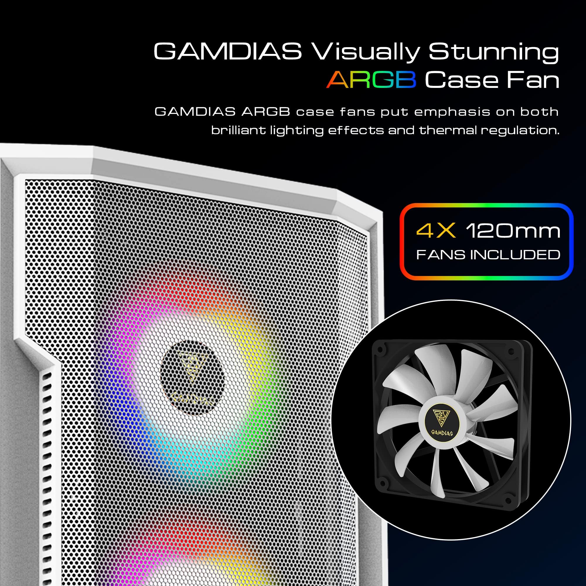 GAMDIAS ATX Mid Tower ARGB Gaming Computer PC Case With Side Tempered ...