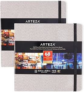 Amazon.com: Arteza Watercolor Sketchbooks, 8.25x8.25-inch, 2-Pack, 68 Sheets, Gray Art Journal ...