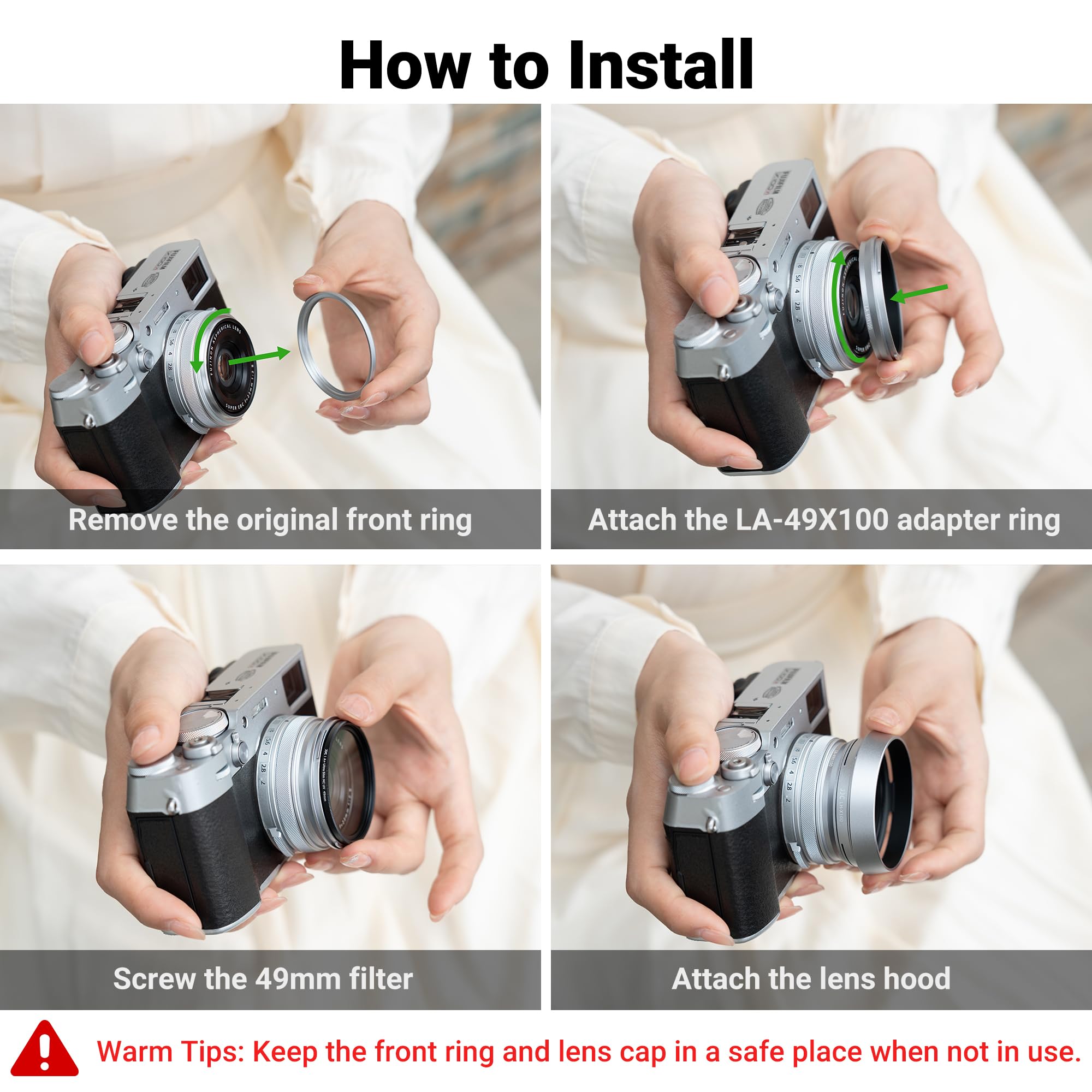 JJC Lens Hood For Fujifilm Fuji X100 X100VI X100V X100F X100S X100T X70 Cameras With 49mm ...