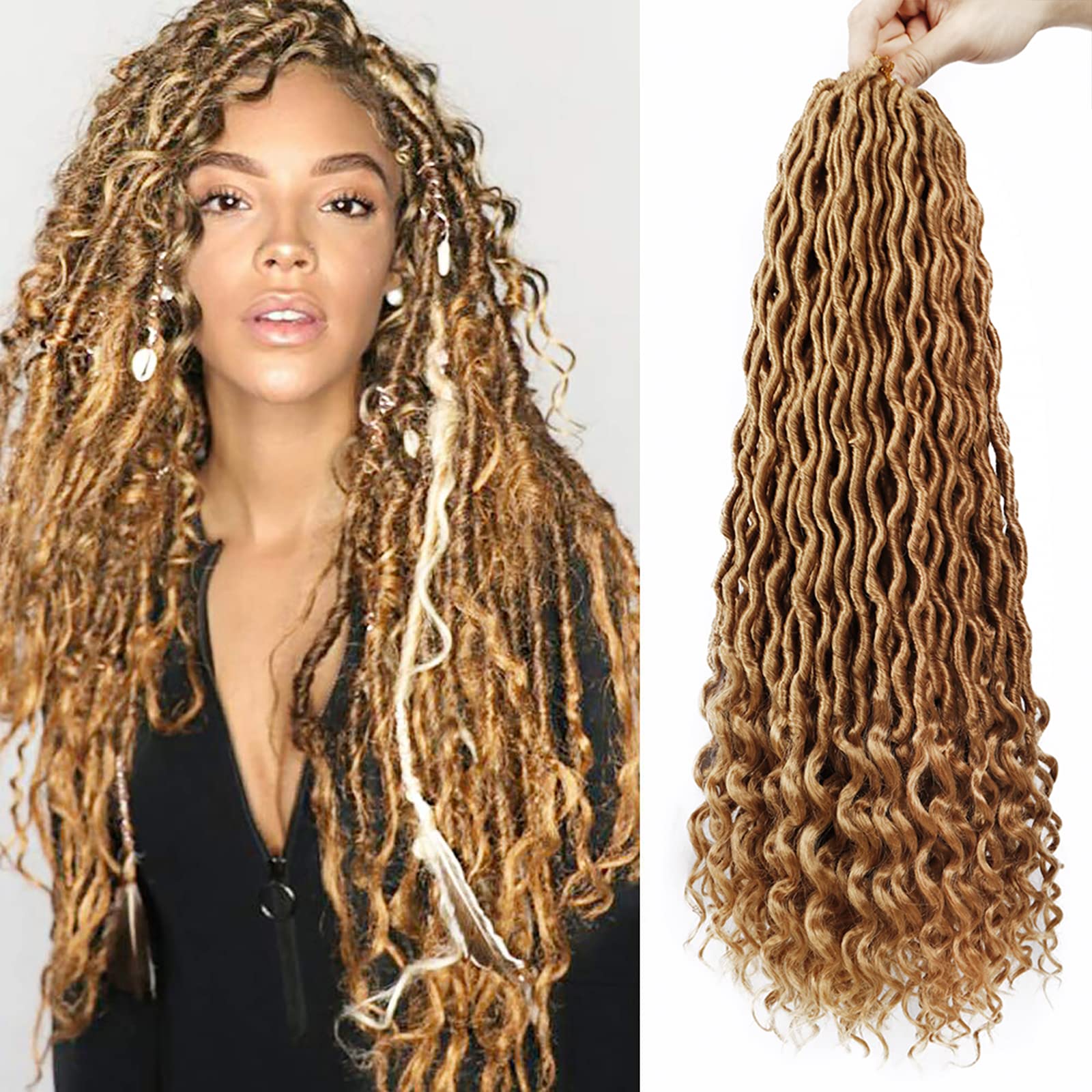 6 Packs Goddess Locs Crochet Hair 20 Inch Faux Locs Crochet Hair with ...