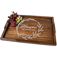 Amazon.com: Engraved Wooden Serving Platter Tray with Handles ...