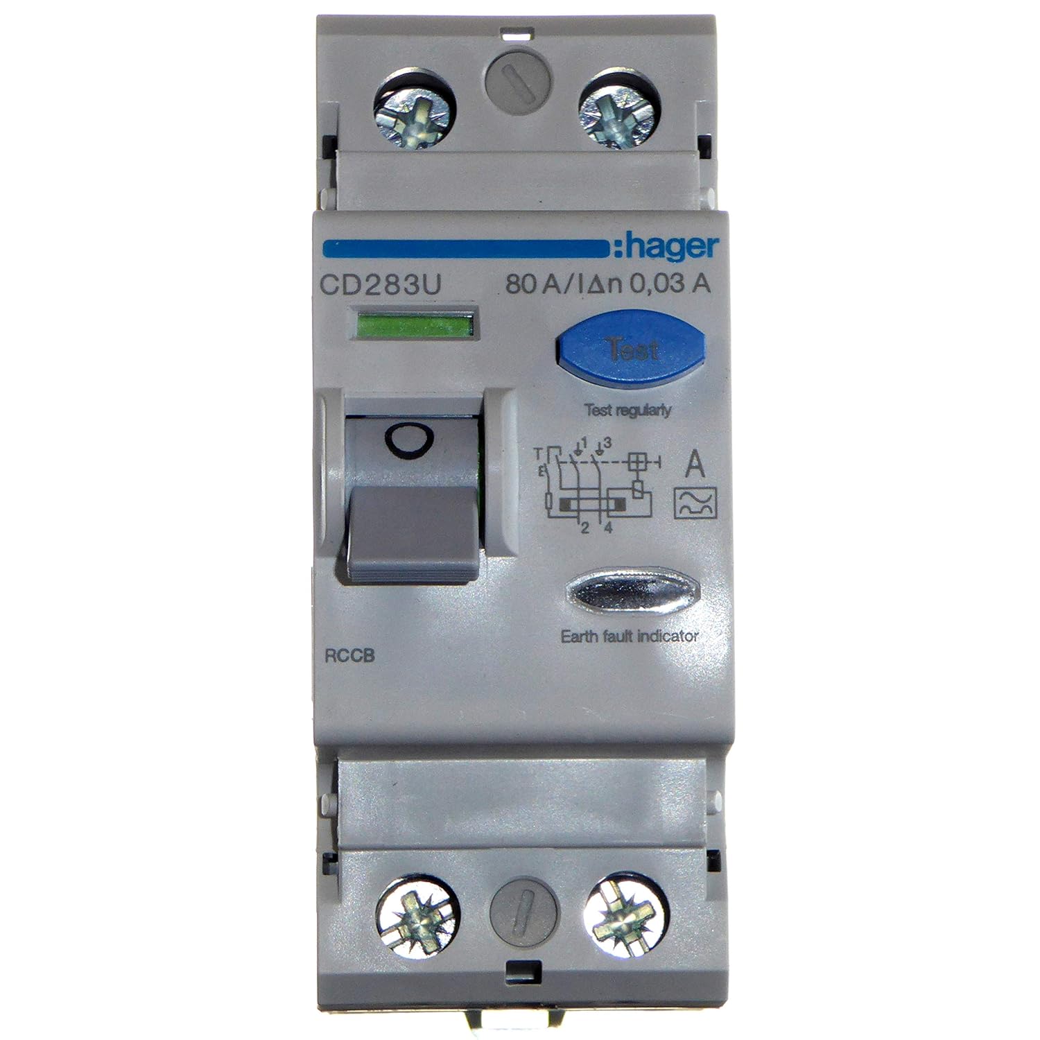 Hager CD283U 80A 30mA A-Type RCD RCCB – Double Pole – AC and DC ...