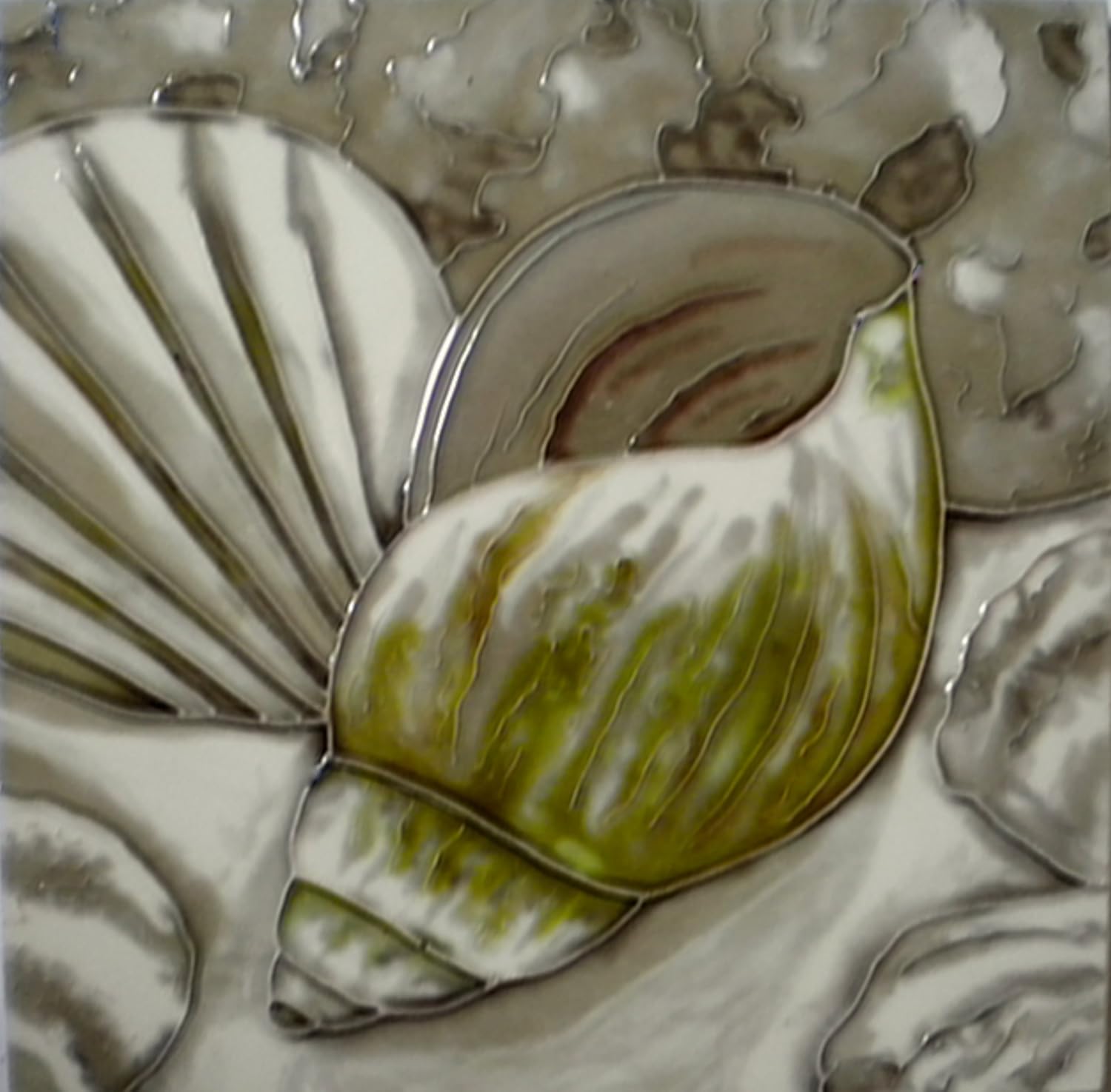 Amazon.com: Tile Craft shell ceramic art tile 8 x 8 inches: Home & Kitchen
