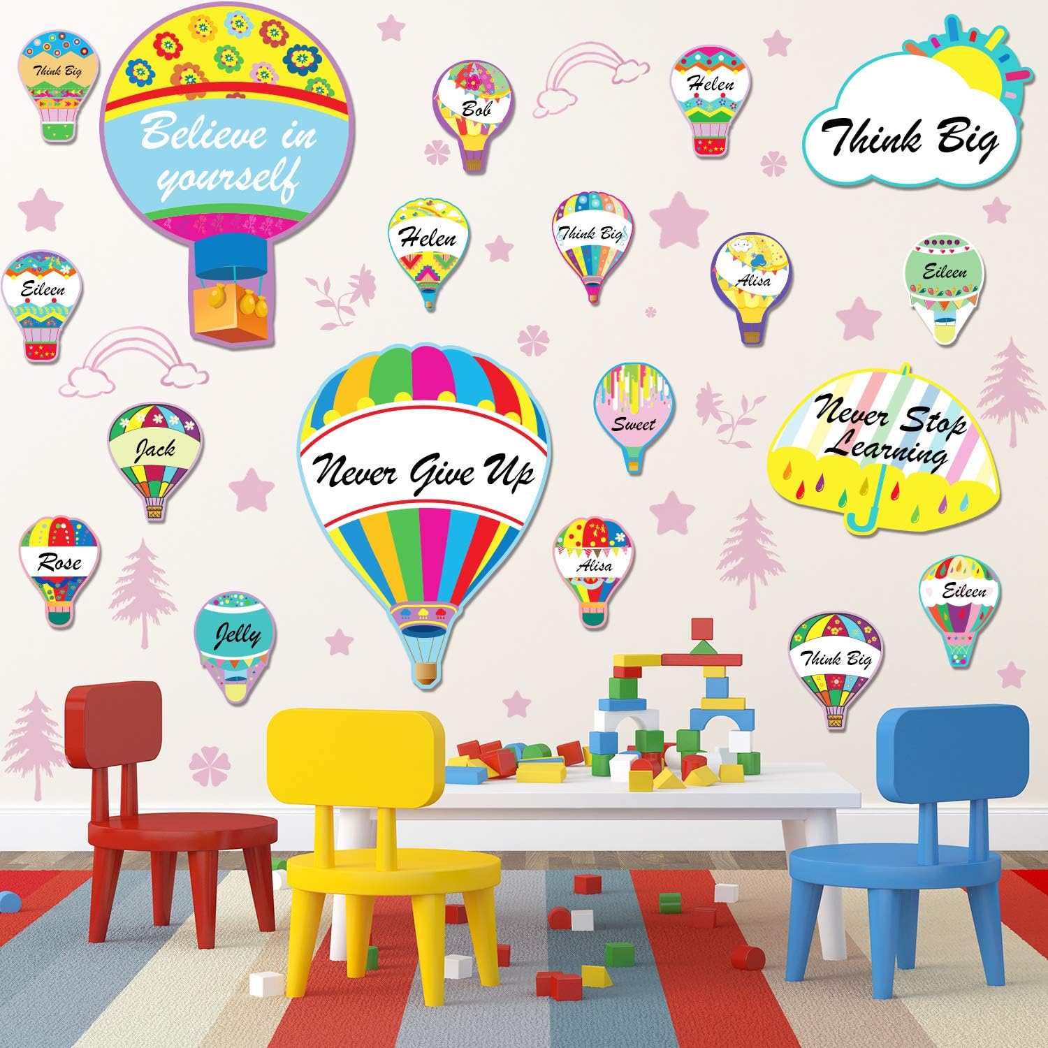 50 Pieces Hot Air Balloons Bulletin Board Hot Air Balloons Classroom ...