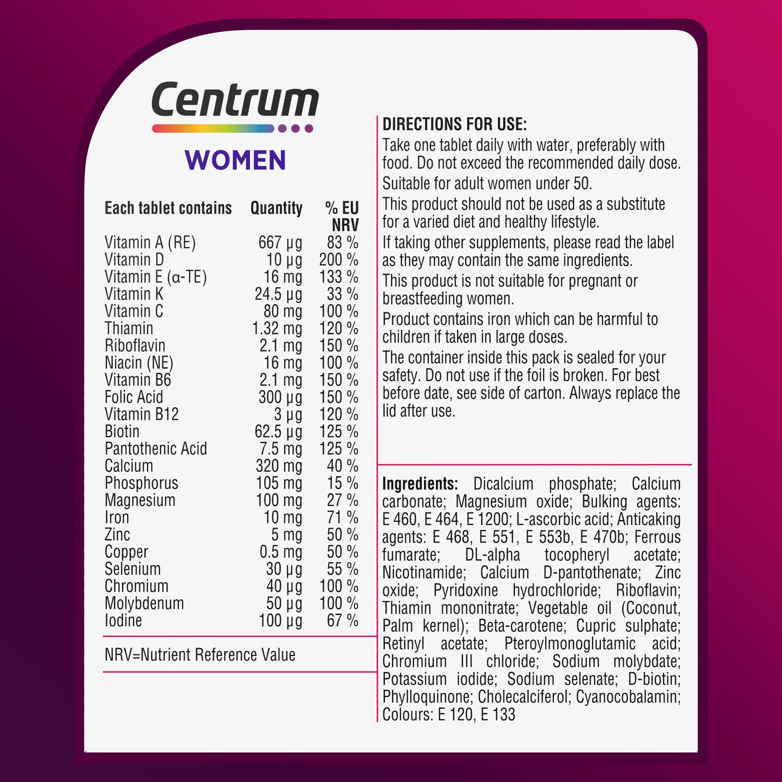 Mua Centrum Women Multivitamin Tablets for Women, Vitamins with 23 ...