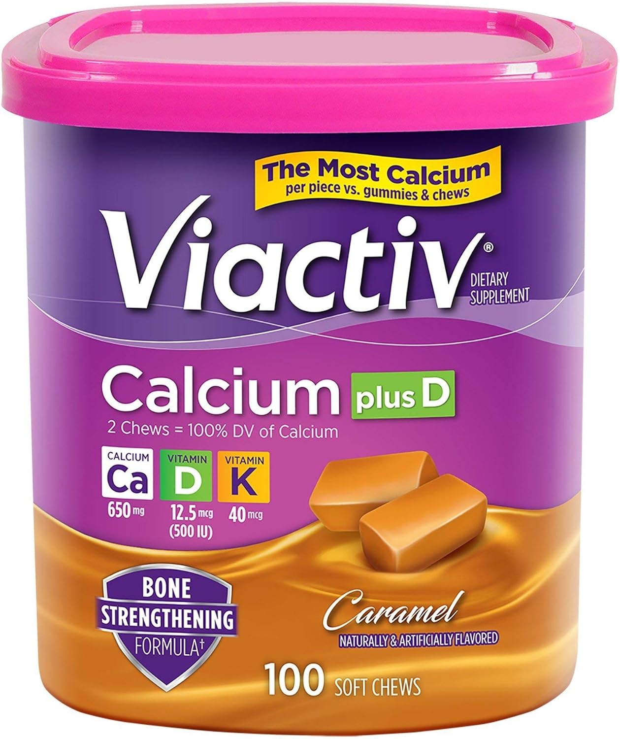 Amazon.com: Viactiv Calcium Plus D Caramel -- 100 Soft Chews: Health ...