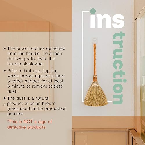 Asian Short Broom Natural Whisk Sweeping Hand Handle Broom Vietnamese