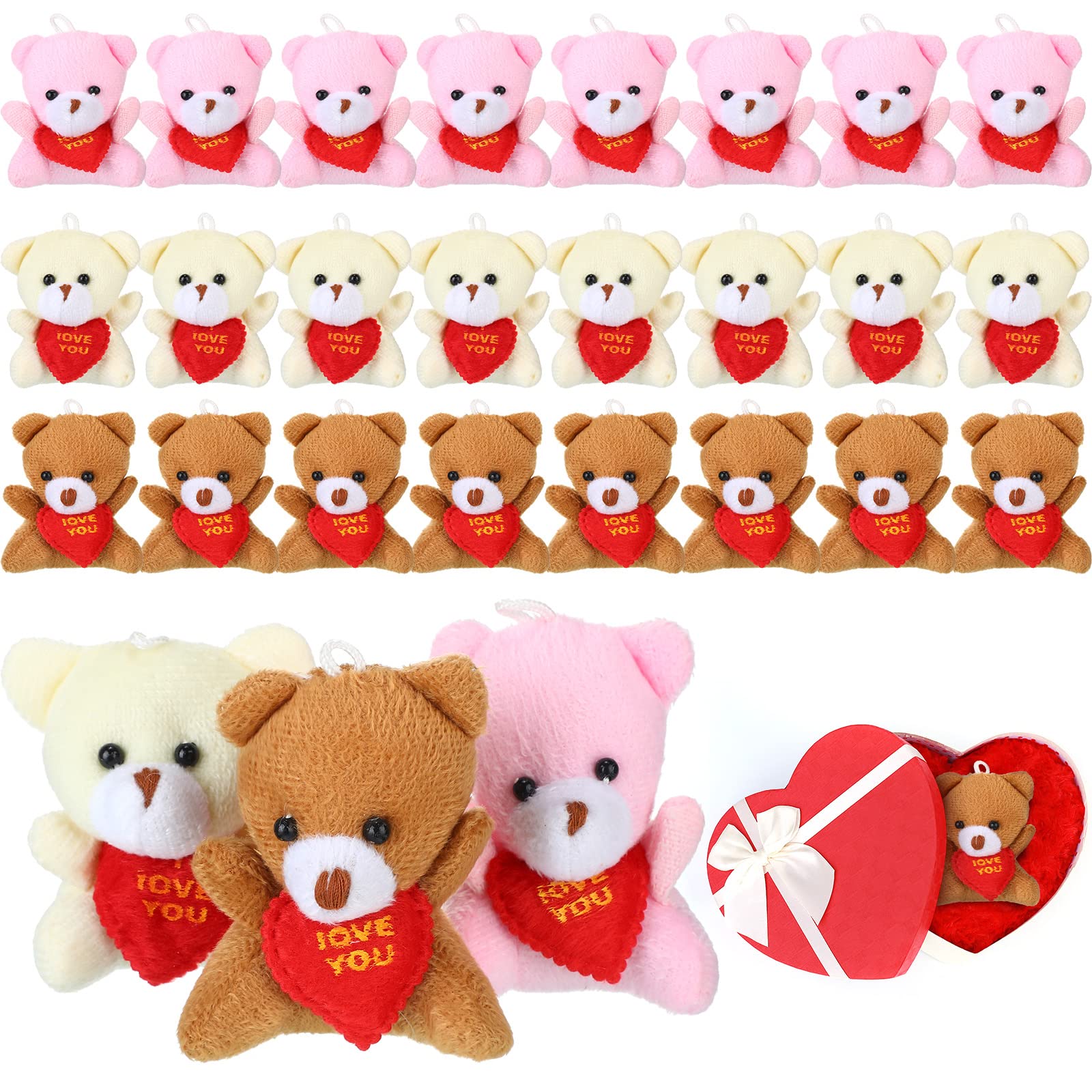 96 Pieces Mini Bears, 2.5 Inch Mini Plush Bear Mini Stuffed Animal Soft ...