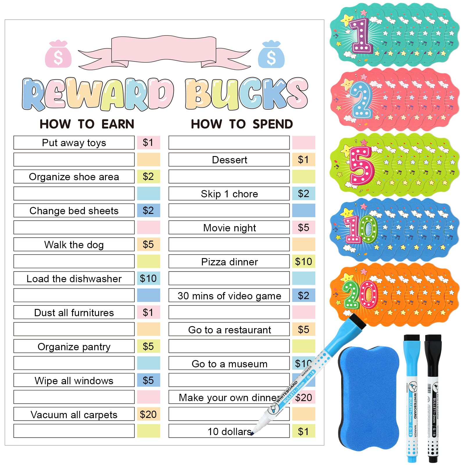 Mua 504 Pcs Kids Reward Bucks Charts Magnetic Good Behavior Reward ...
