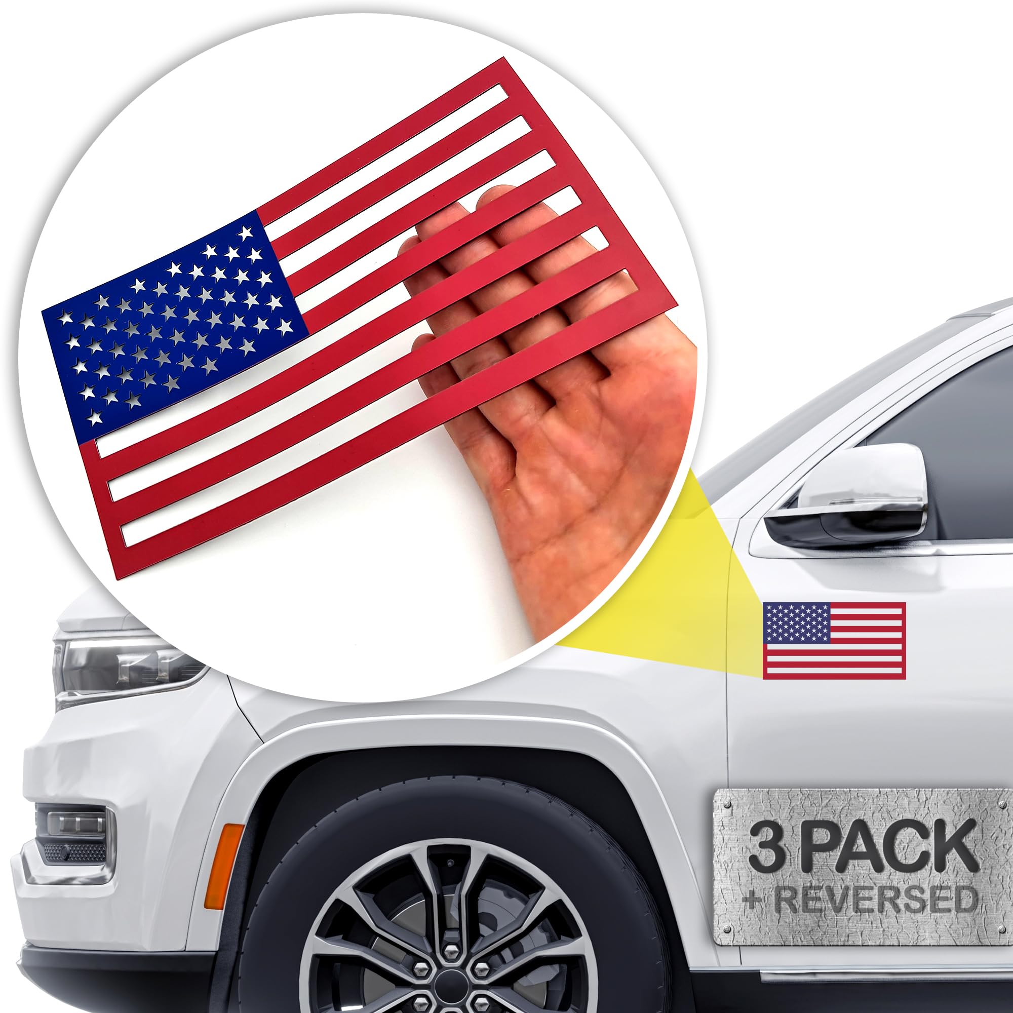 Premium American Flag Magnets for Trucks and Cars (3 Pack) + Bonus ...