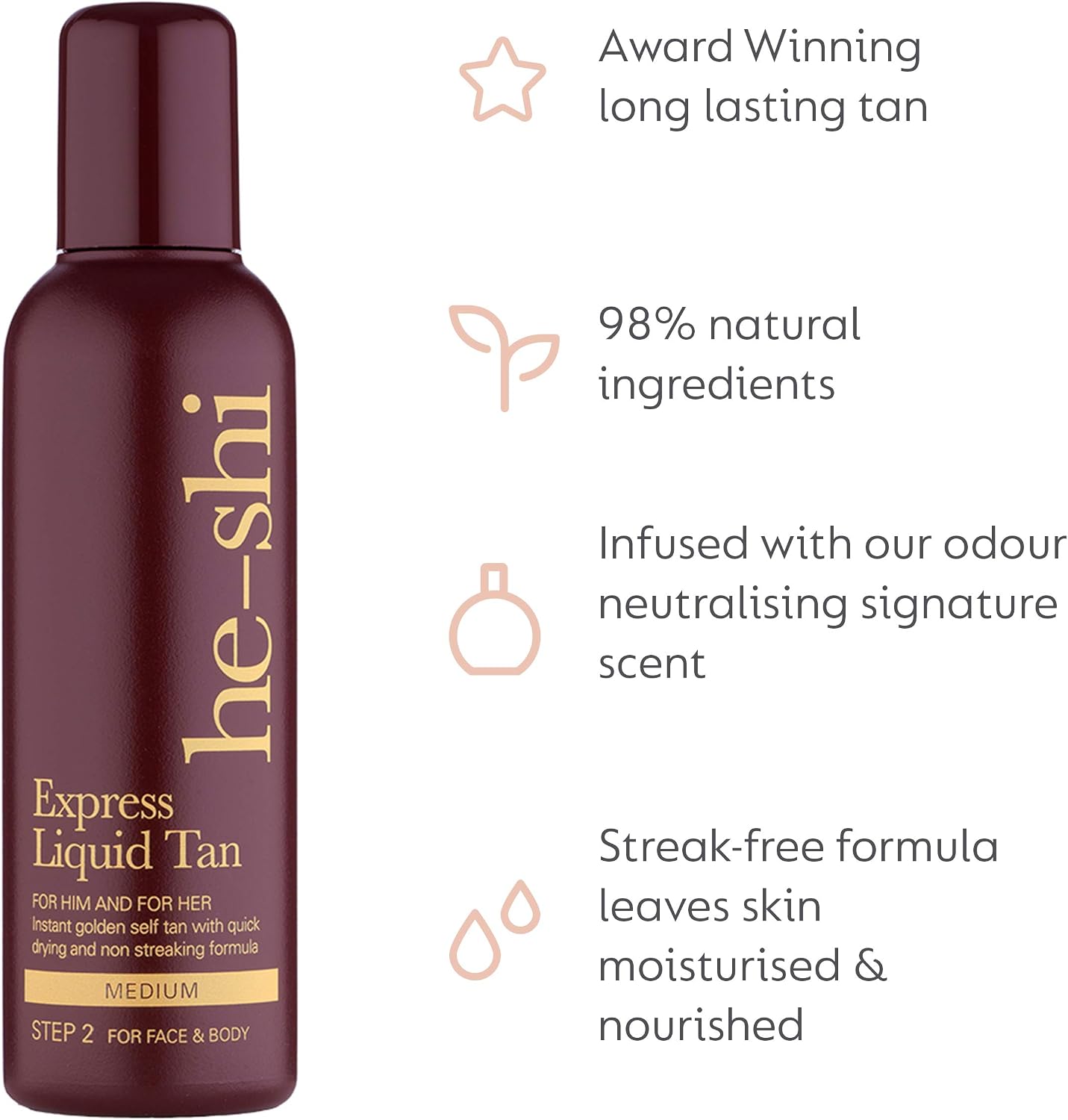 He-Shi Express Liquid Tan Instant Fake Tan Liquid – No False Tan Smell ...