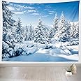 Amazon.com: Loccor Winter Snow Forest Tapestry White Alps Mountain ...