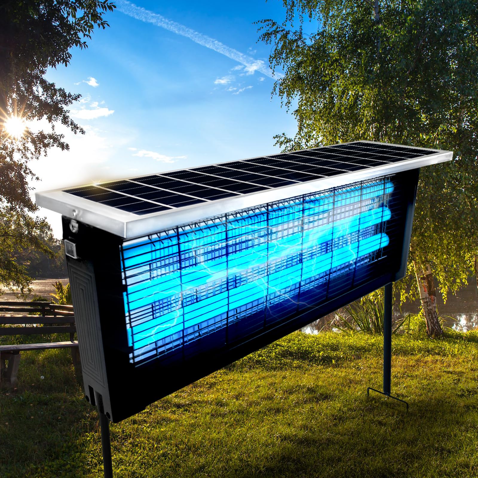 Powerful Large Solar Bug Zapper Outdoor for 3500 sq.ft, Poartable ...