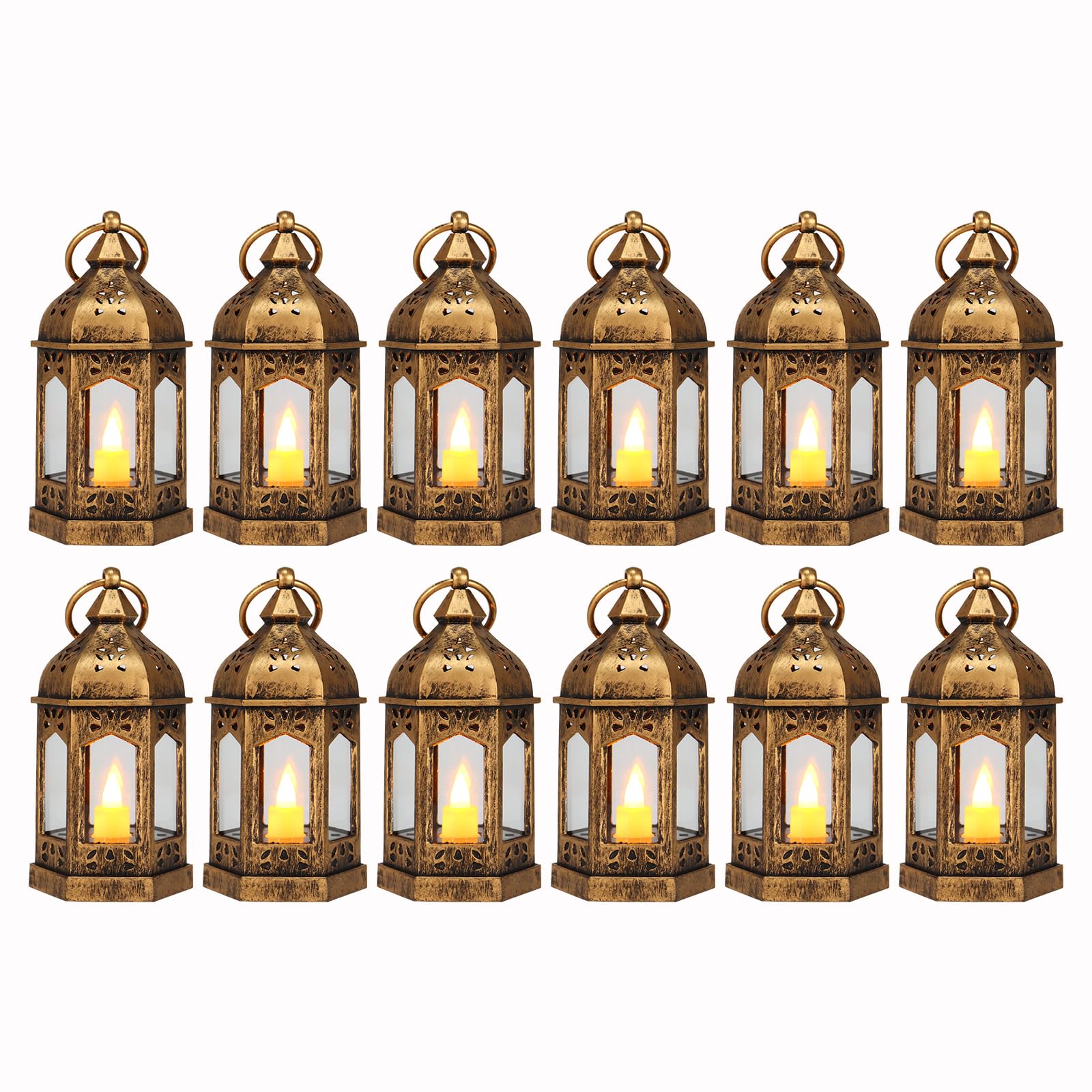 LLQ 8Pcs Mini Lantern with LED Tealight, Ramadan Lanterns, Vintage ...