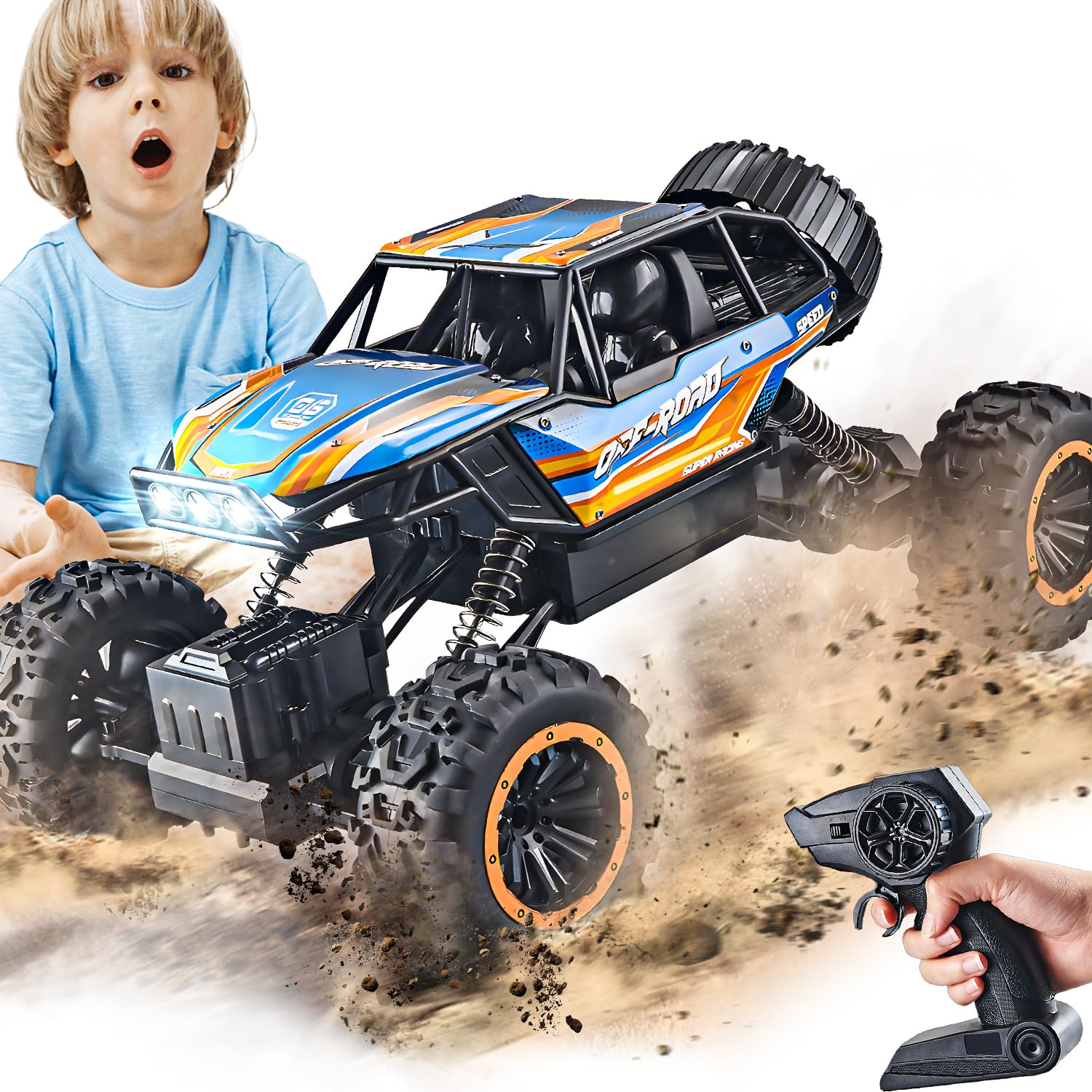 BEZGAR Monster Truck Toys - Remote Control Monster Truck with Light, RC ...