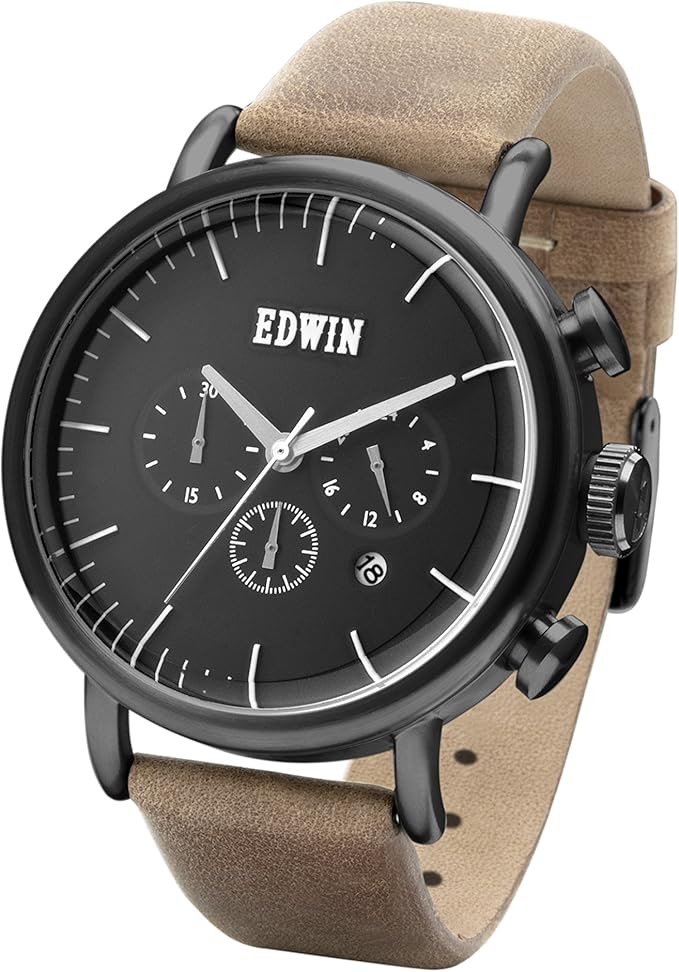 Edwin Element Men's Chronograph Watch, Black Stainless Steel Case and ...