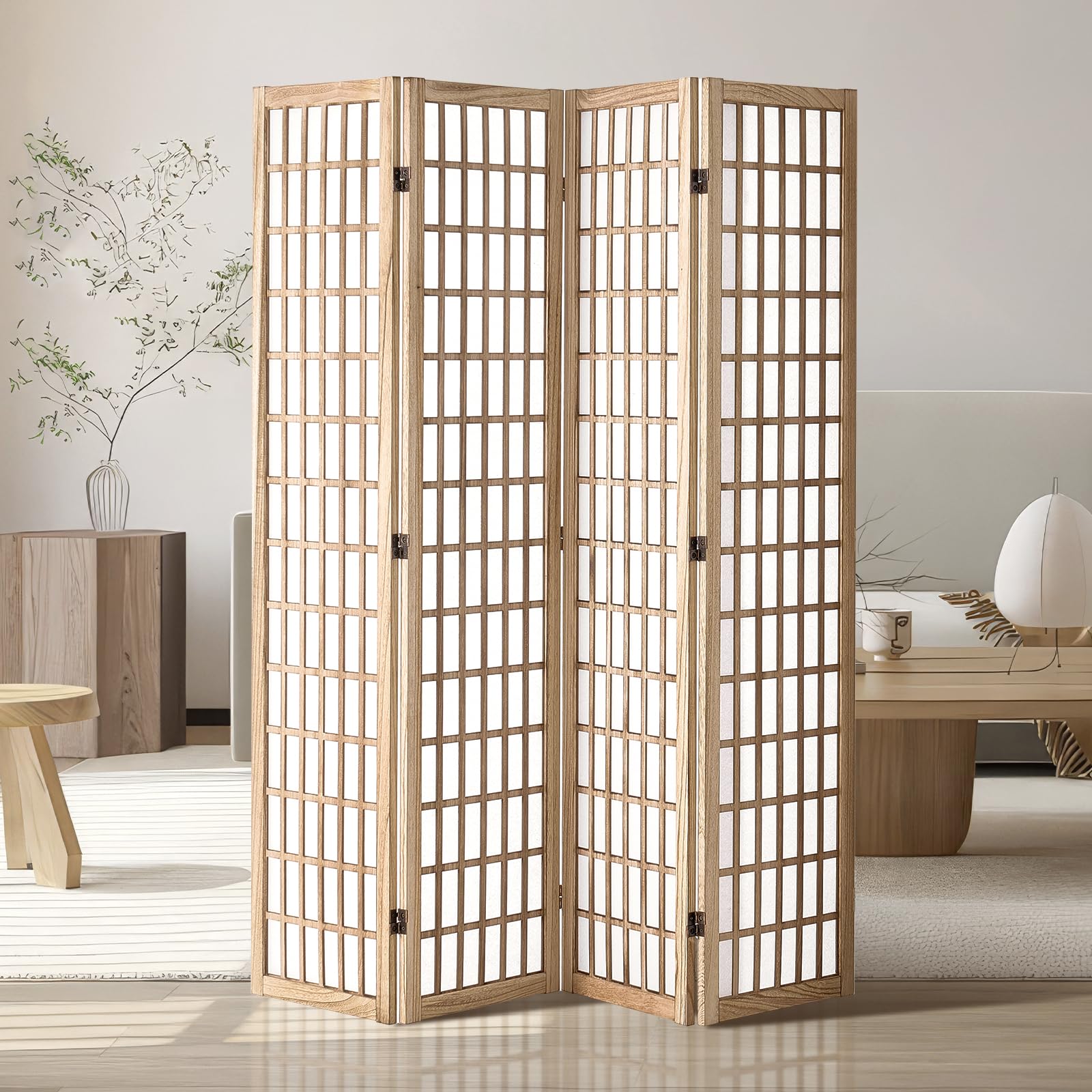 VEVOR Room Divider, 4 Panel Japanese Room Divider, Folding Privacy ...
