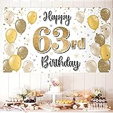 Amazon.com: Custom Happy 63rd Birthday Decorations Banner - 63 Years ...
