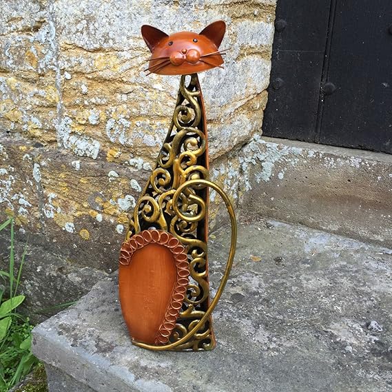 Metal SITTING CAT Sculpture / Statue / Figure / Ornament - Bronze ...