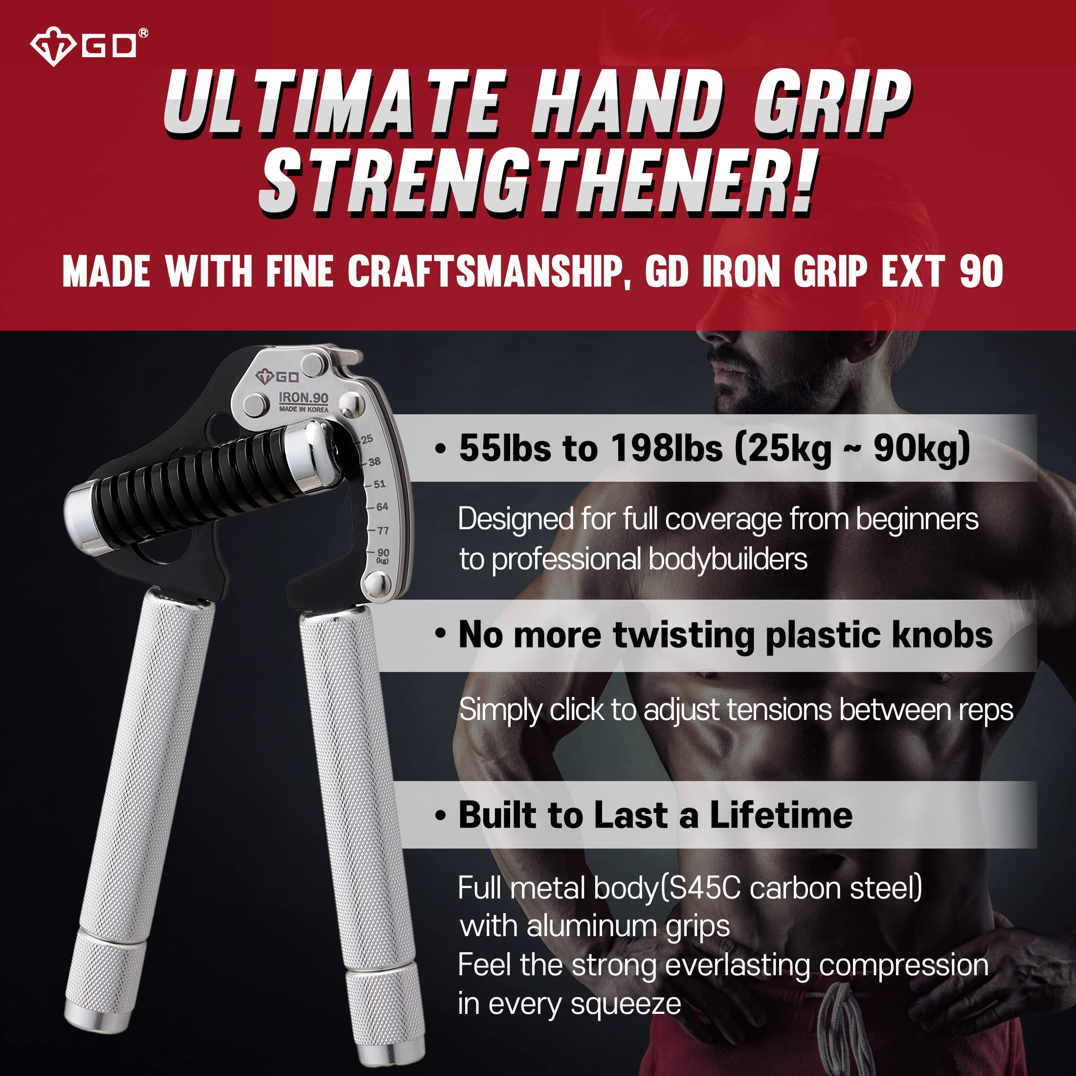 Mua GD Iron Grip Hand Grip Strengthener (Adjustable Hand Grips for Strength Training) Wrist and ...