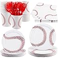 Amazon.com: durony 144 Pieces Baseball Paper Plates and Napkins ...