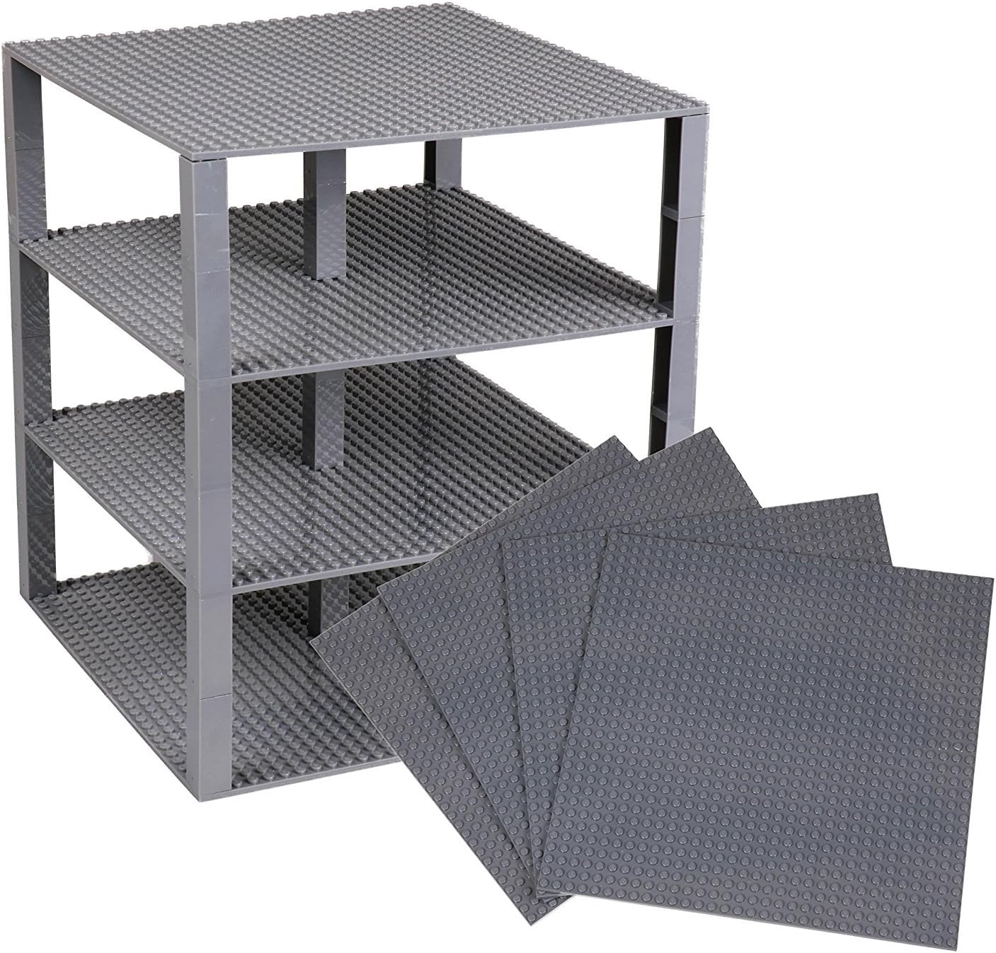 Premium Gray Stackable Base Plates – 4 Pack 10″ x 10″ Baseplate Bundle ...