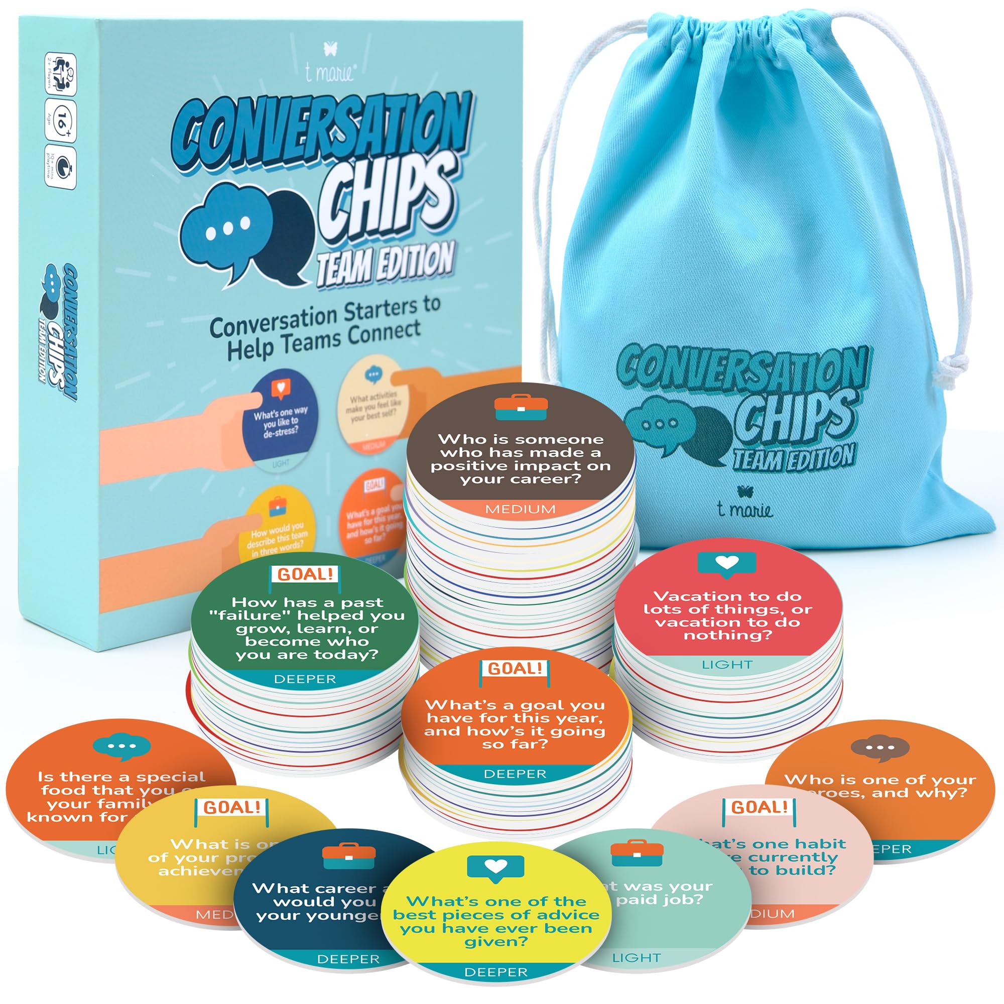 T MARIE Conversation Chips Team Building Game - Fun Ice Breaker for ...