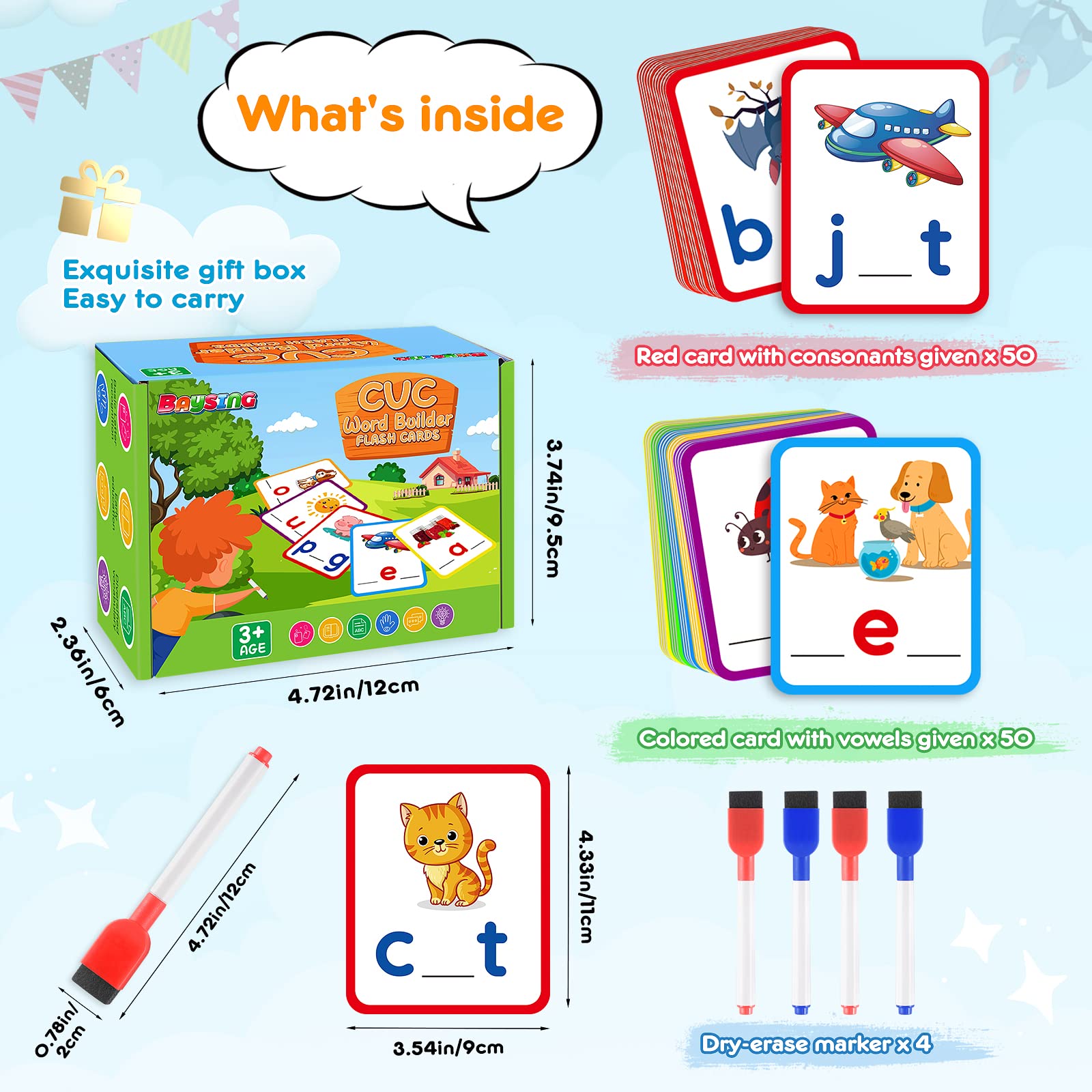 Mua Short Vowel Spelling Flashcards, CVC Sight Words Handwriting Cards ...