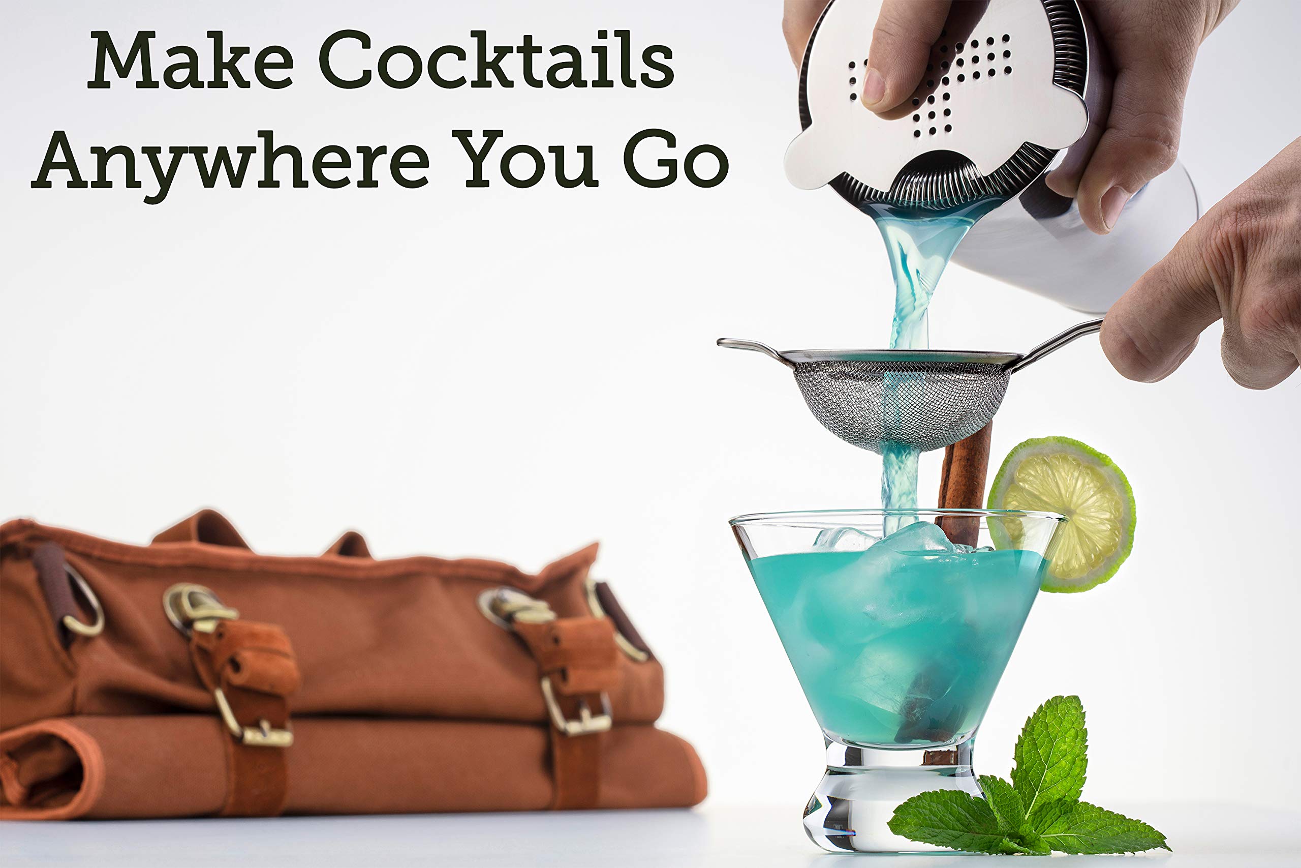 Mua Travel Bartender Kit Bag | Professional 17-Piece Silver Bar Tool ...