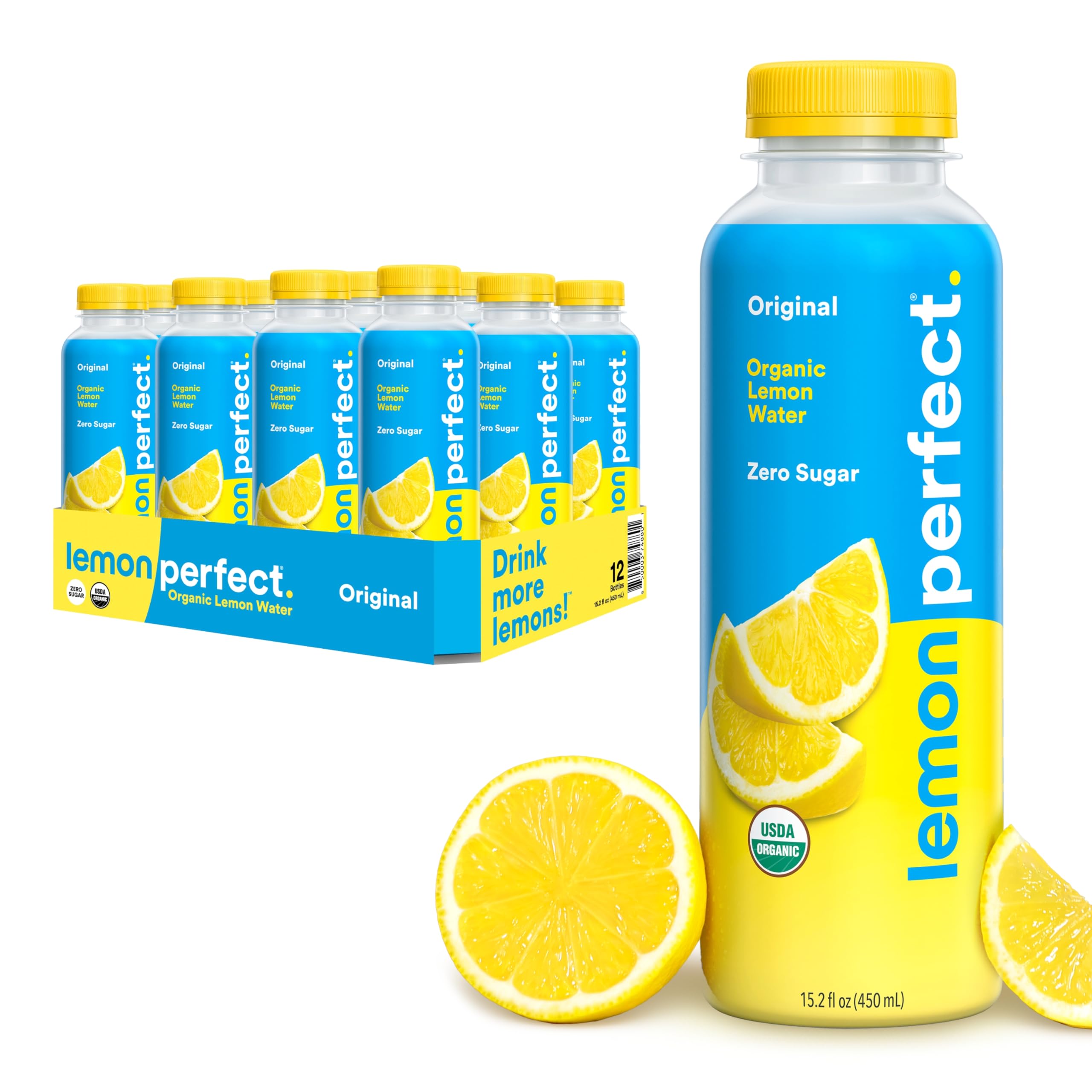 Lemon Perfect Original, Flavored Lemon Water, Organic, Zero Sugar, Healthy Hydration Drinks, 15. ...