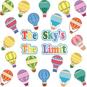 Amazon.com : 68 Pcs Hot Air Balloon Bulletin Board Cutouts Colorful Hot ...