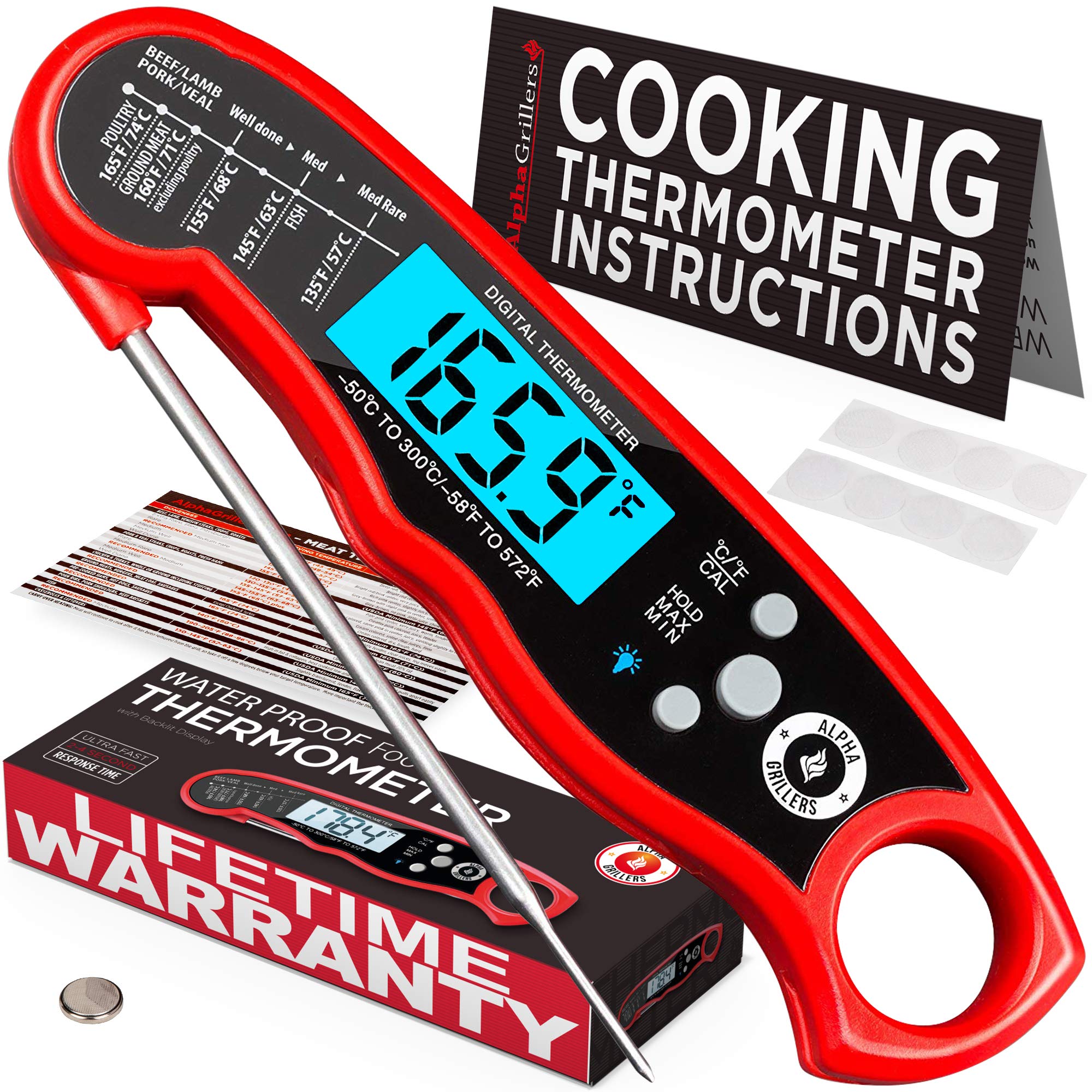 Alpha Grillers Instant Read Meat Thermometer For Grill And Cooking