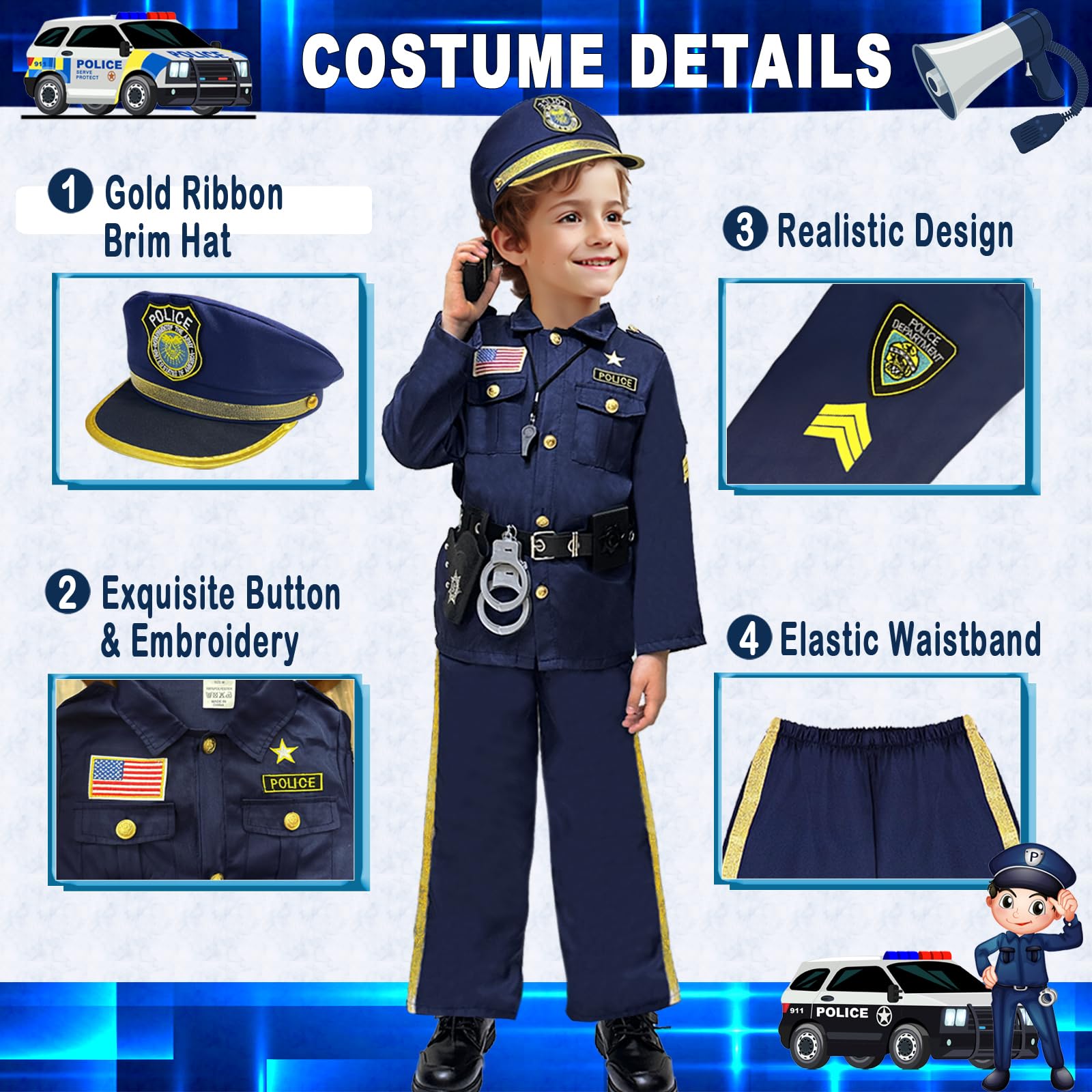Mua Police Costume for kids Cosplay, Exquisite Police Officer Costume ...