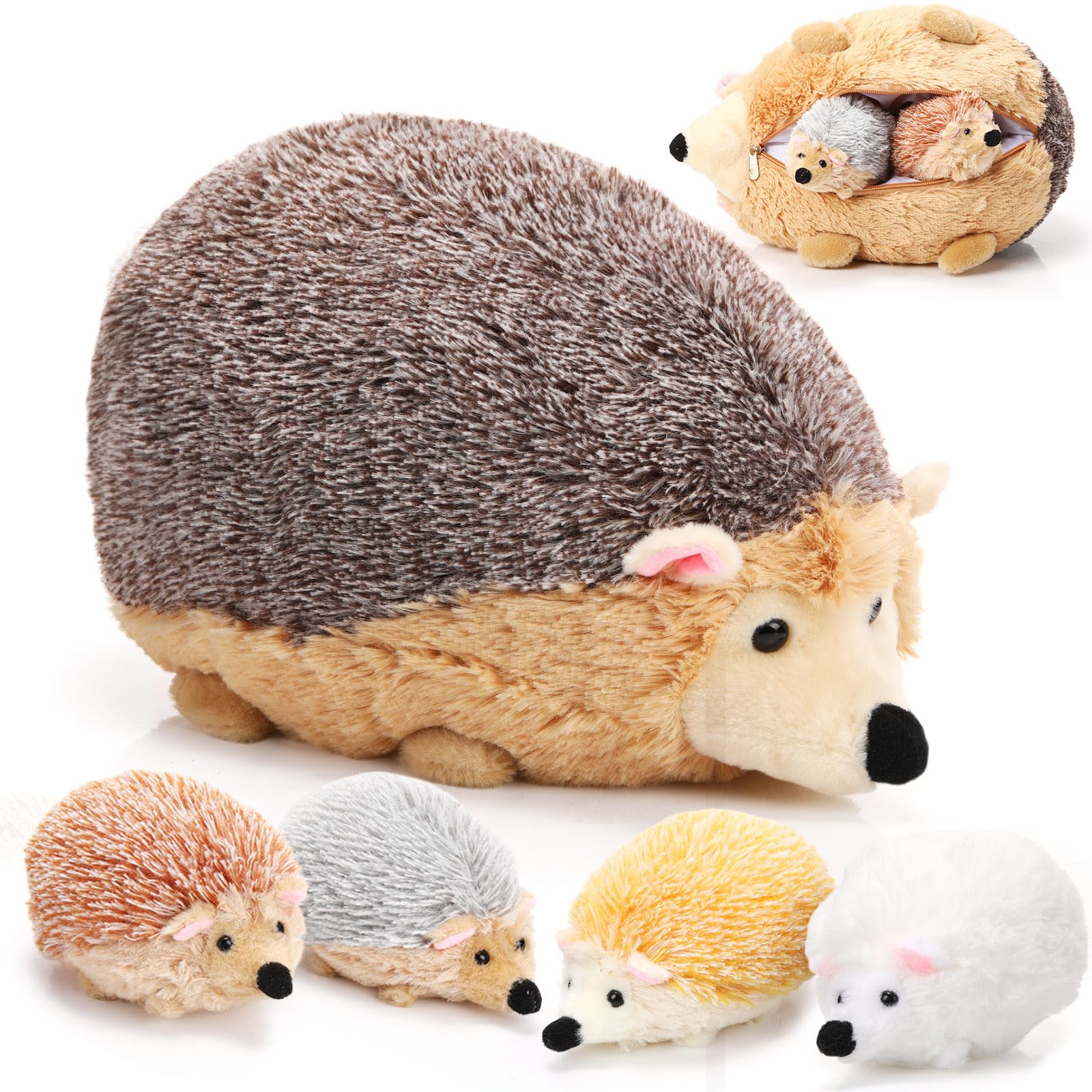 Hiboom 5 Pcs Hedgehog Stuffed Animal, 14 Inch Large Mommy Hedgehog ...