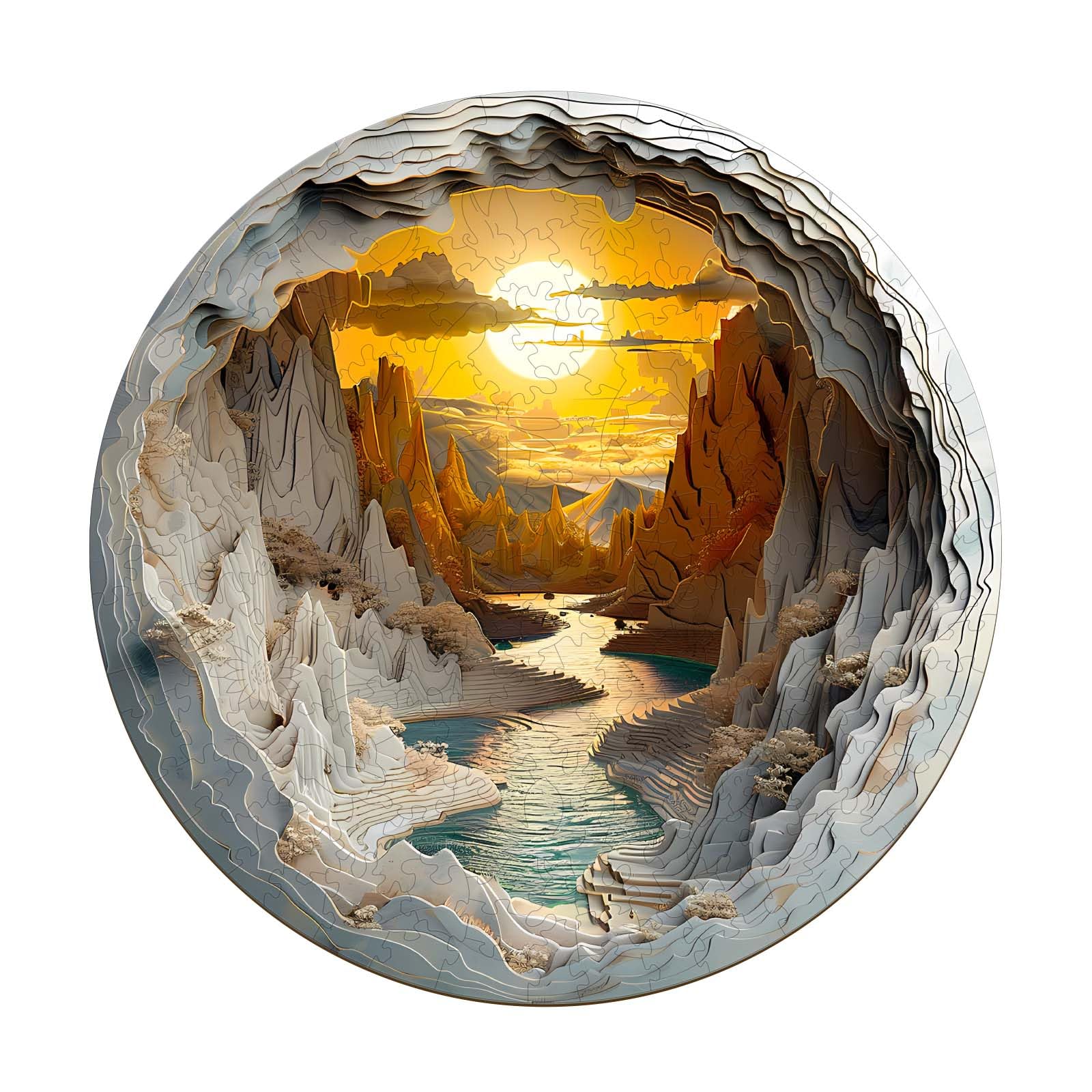Jigfoxy Wooden Puzzles for Adults, 3D Vision Inside The Cave Wood ...
