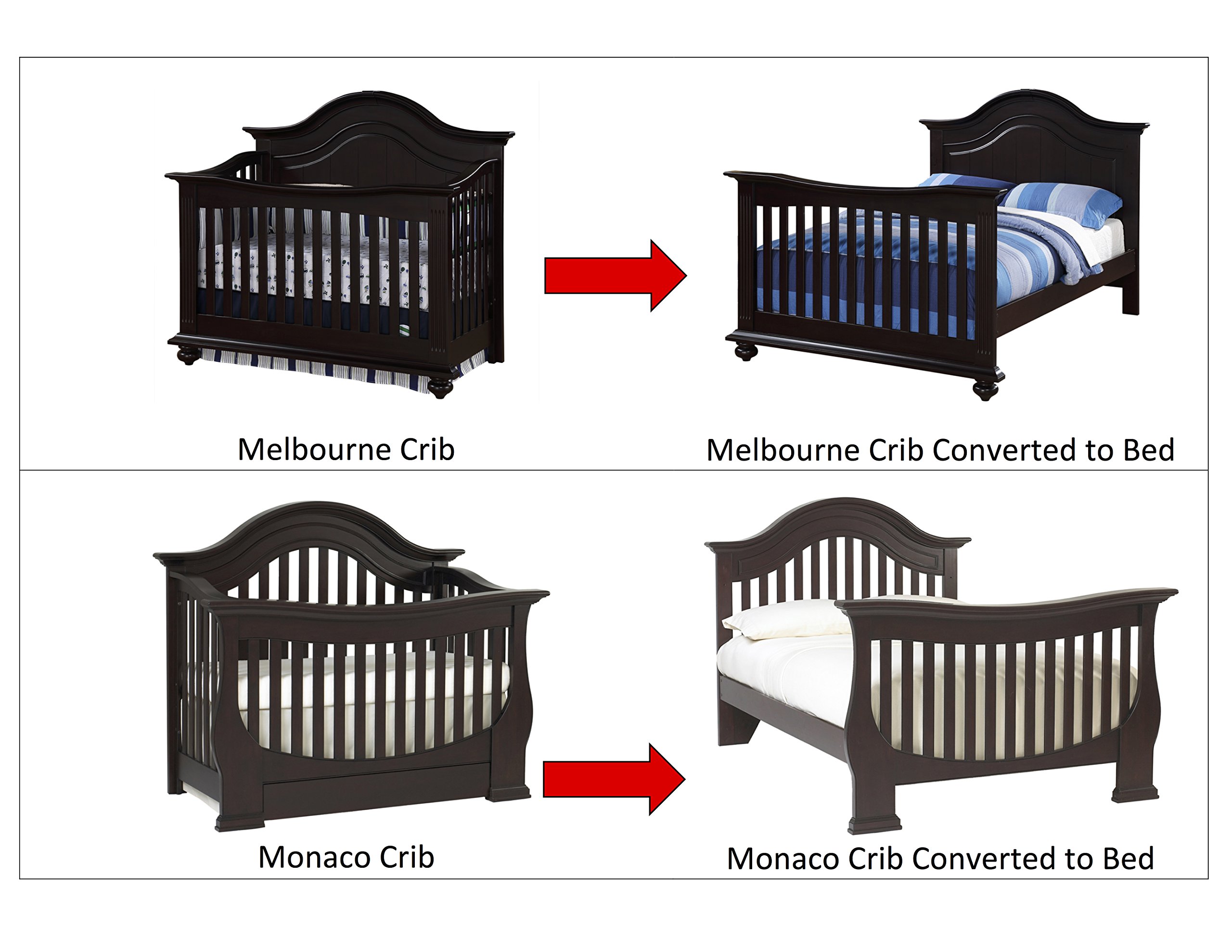 Solid Wood Full Size Conversion Kit Bed Rails for Baby Cache Cribs ...
