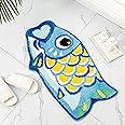 Amazon.com: Cute Blue Fish Koi Bath Mat, Non Slip Cartoon Shower Rug ...