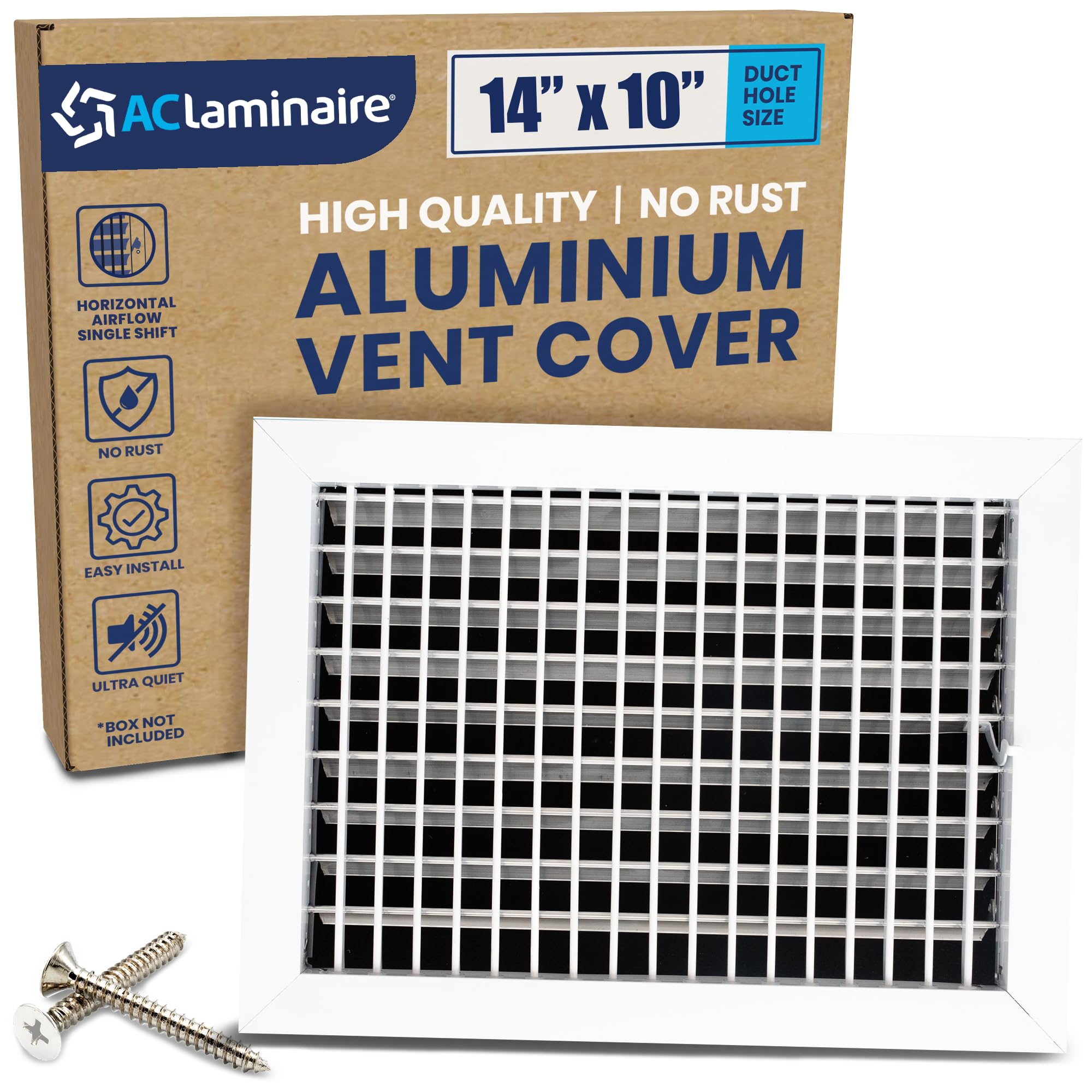 14" x 10" Duct Hole Aluminum Single Deflection Adjustable Air Supply ...