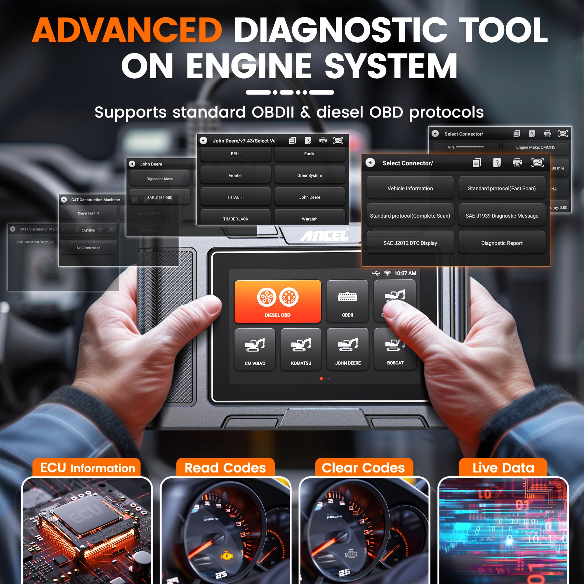 Mua ANCEL HD3600 Heavy Equipment Diagnostic Tool with D-P-F Regen, Full ...