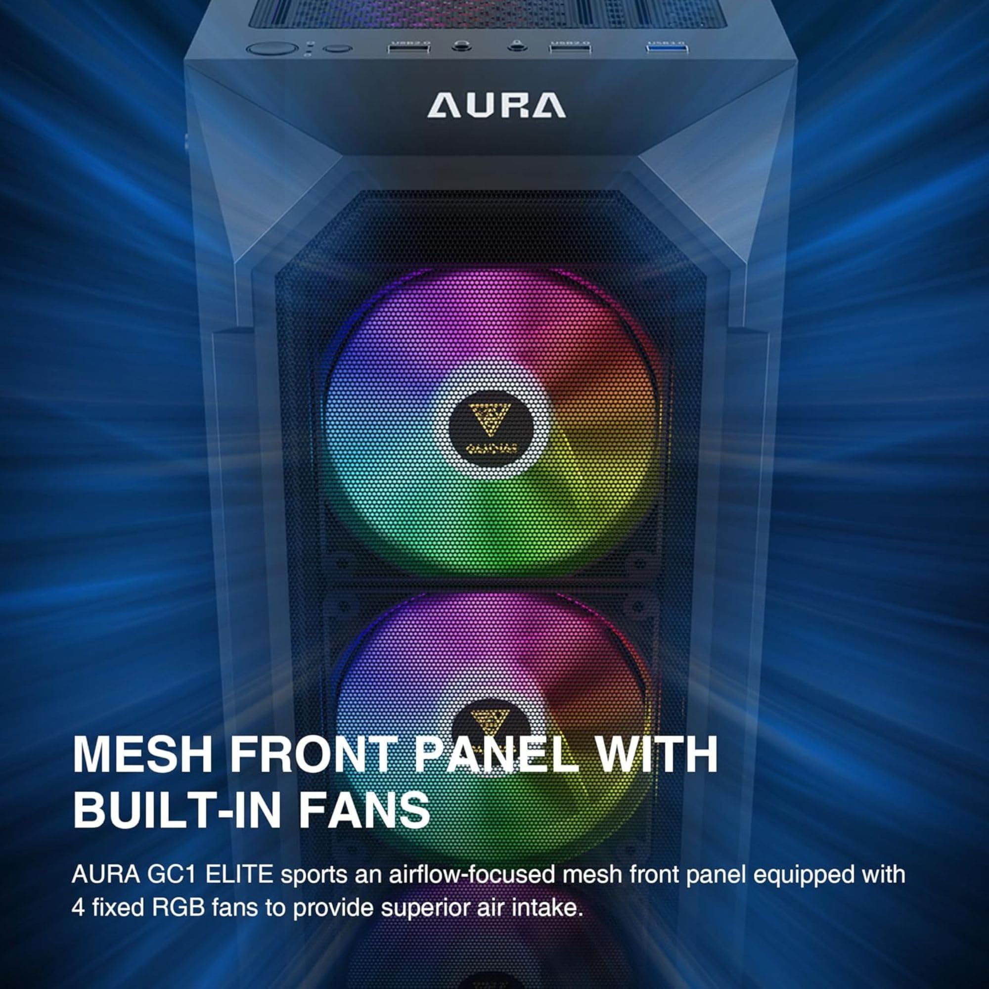 Mua ATX Mid Tower Gaming Computer PC Case Tempered Glass, Built-in 4X ...