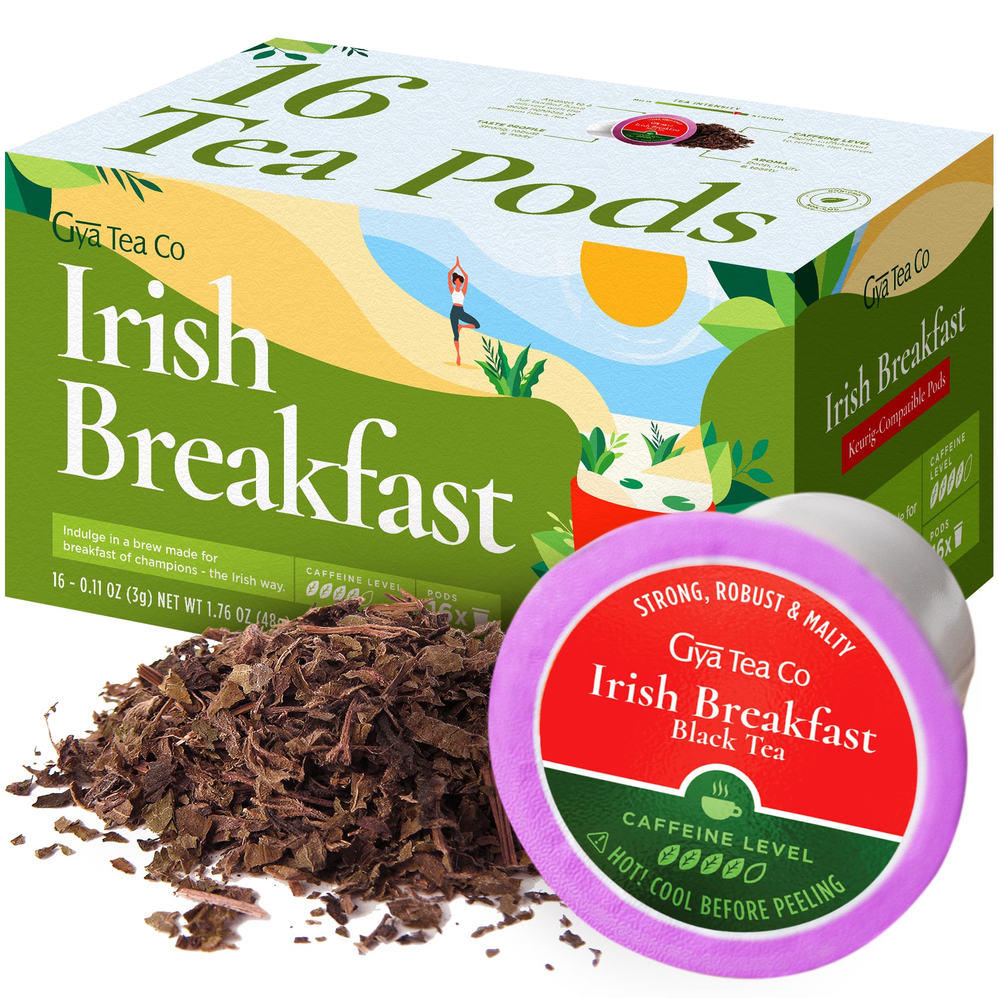 Gya Tea Co Irish Breakfast Tea Pods (16ct) - Bold, Rich & Highly ...