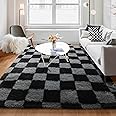 Amazon.com: KICMOR Checkered Rugs for Living Room 5x8 Black and Grey ...