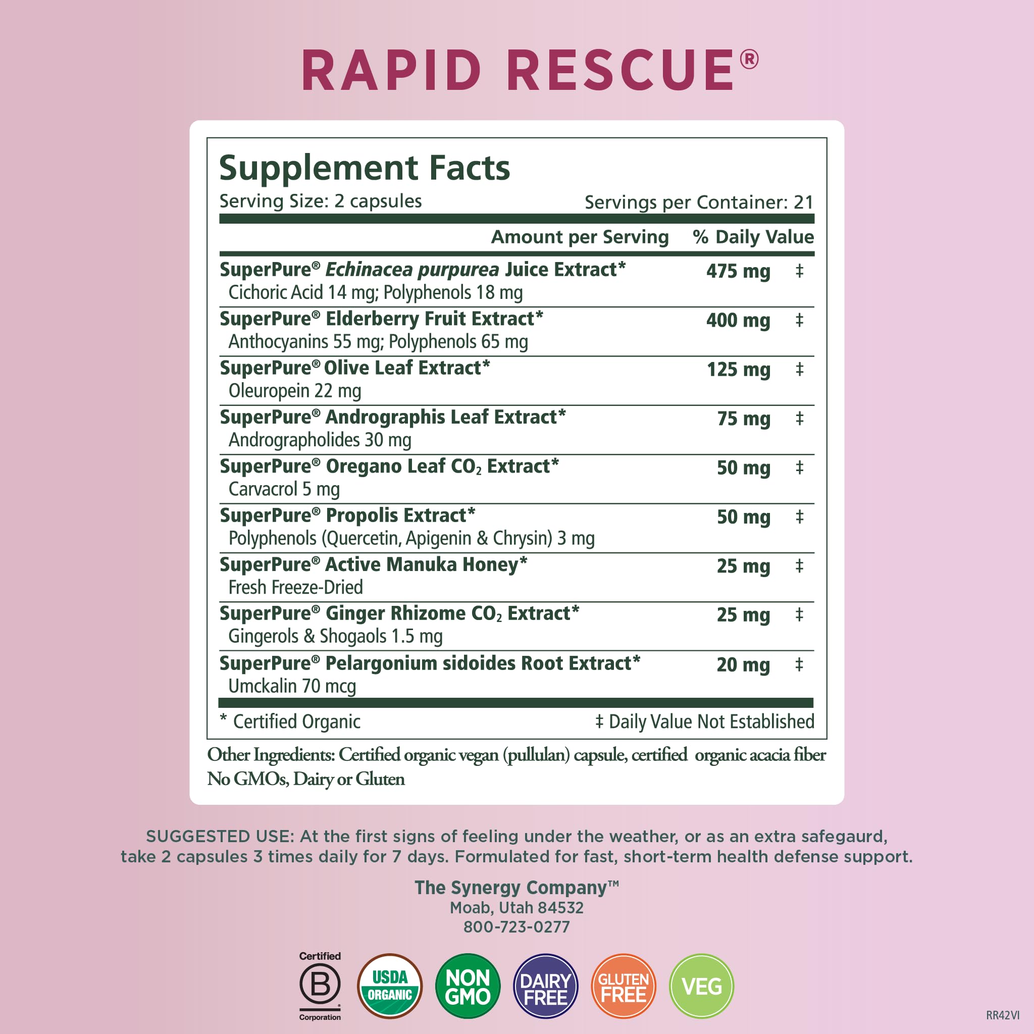 Mua PURE SYNERGY Rapid Rescue | Organic Immune Support Capsules ...