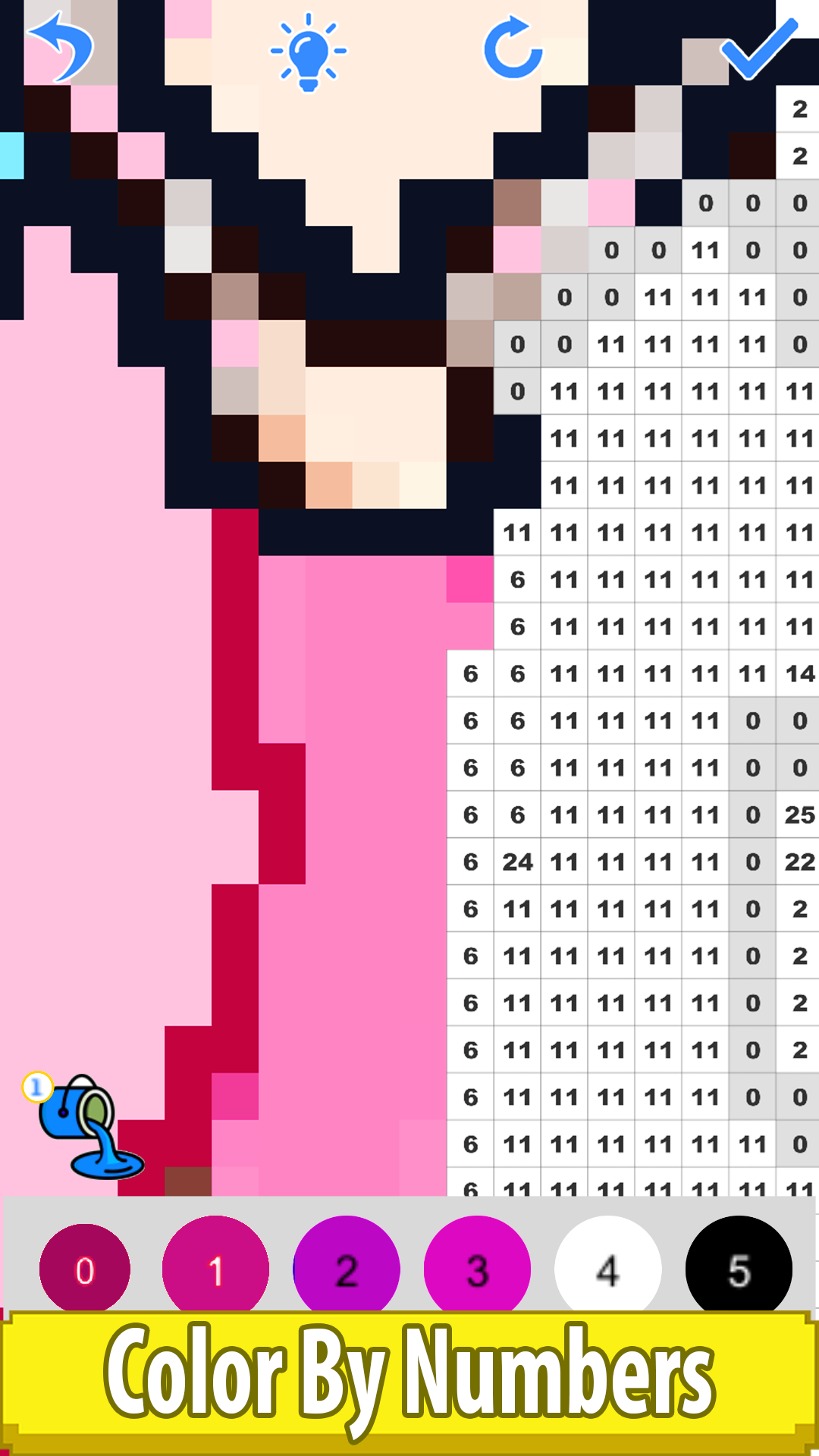 Girls Pixel Art - Paint by Number, Sandbox Coloring Book Pages:Amazon ...