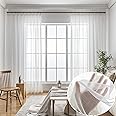 Amazon.com: Ftinala Off White Sheer Curtains 102 Inches Long 2 Panels Pinch Pleat Drapes Thin ...