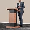 Mobile Podium Stand with Inclined Tabletop, Business Wooden Lecture ...